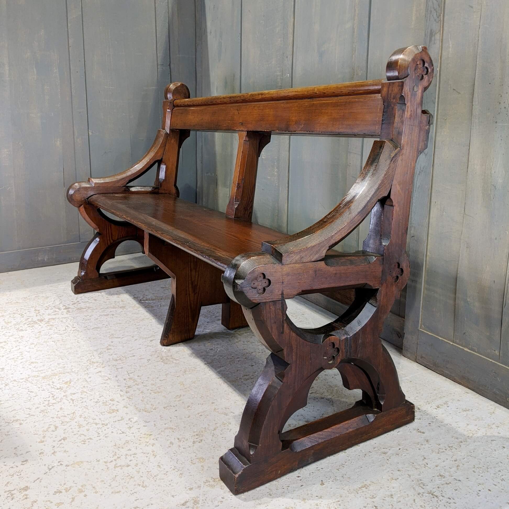 1863 Pugin Style & Era Gothic Open Back Pitch Pine Pews from Joseph ...
