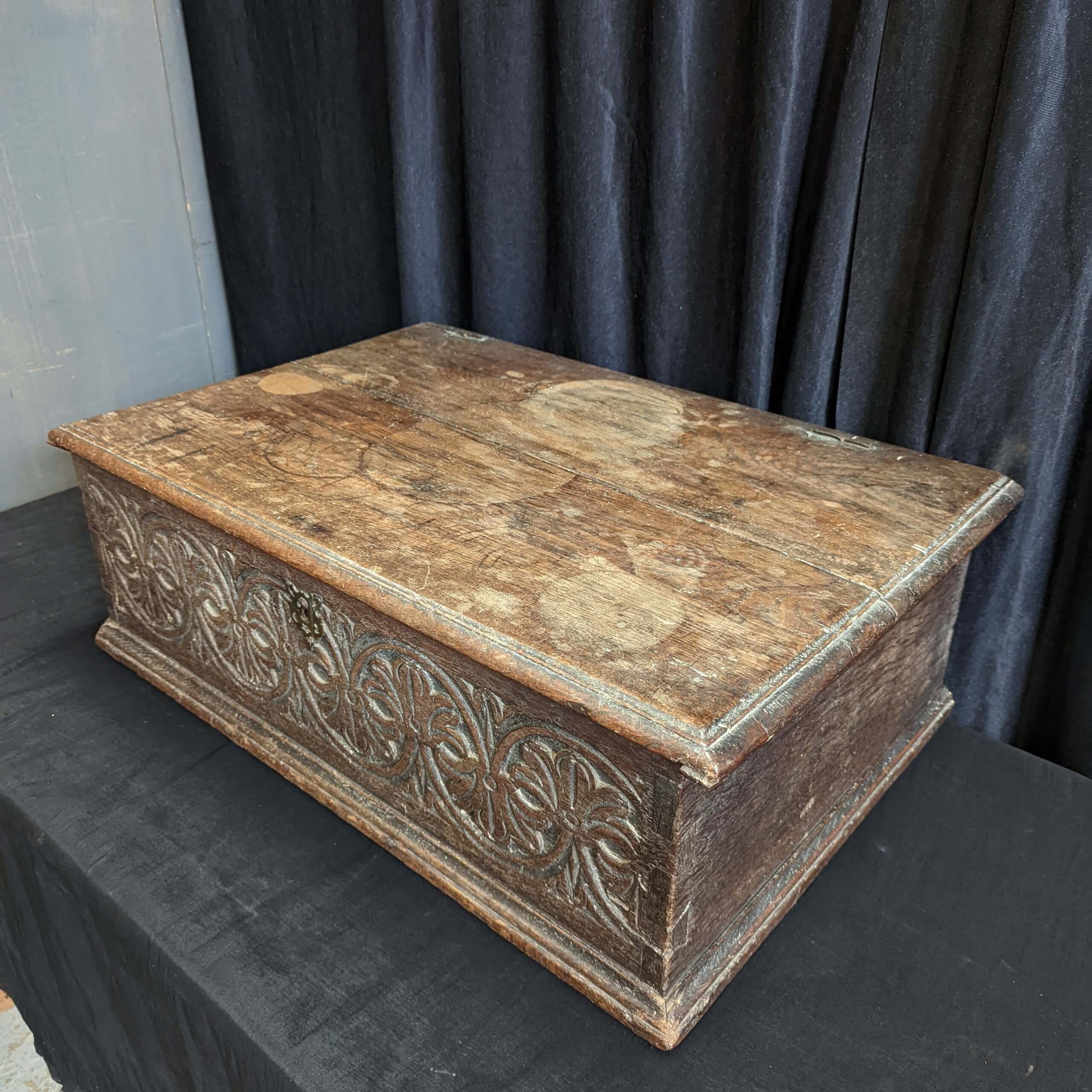 18th Century Carved Oak Antique Bible Box (SOLD) - Antique Church ...