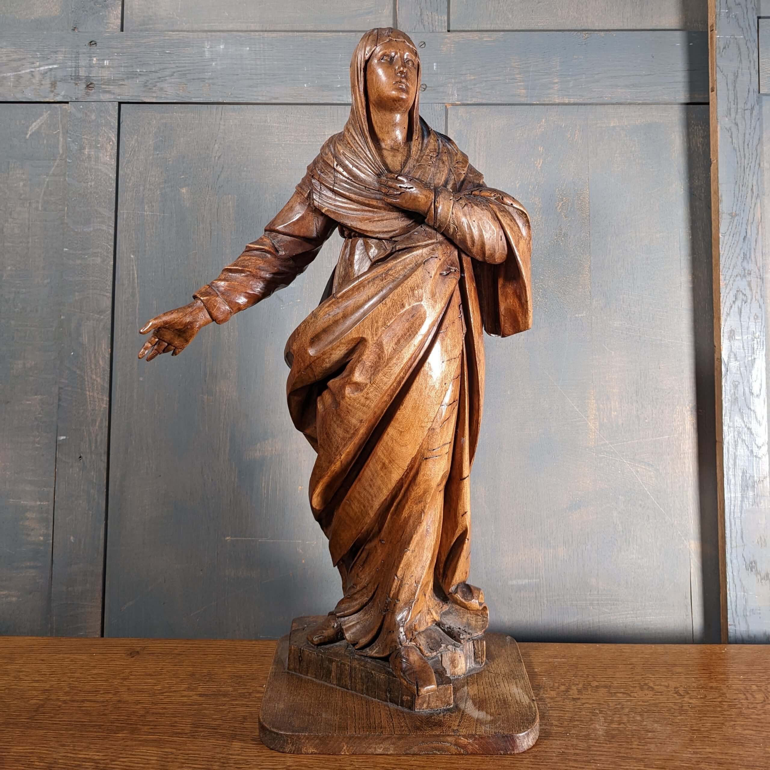 18th Century Carved Walnut Religious Statue of the Virgin Mary (SOLD ...