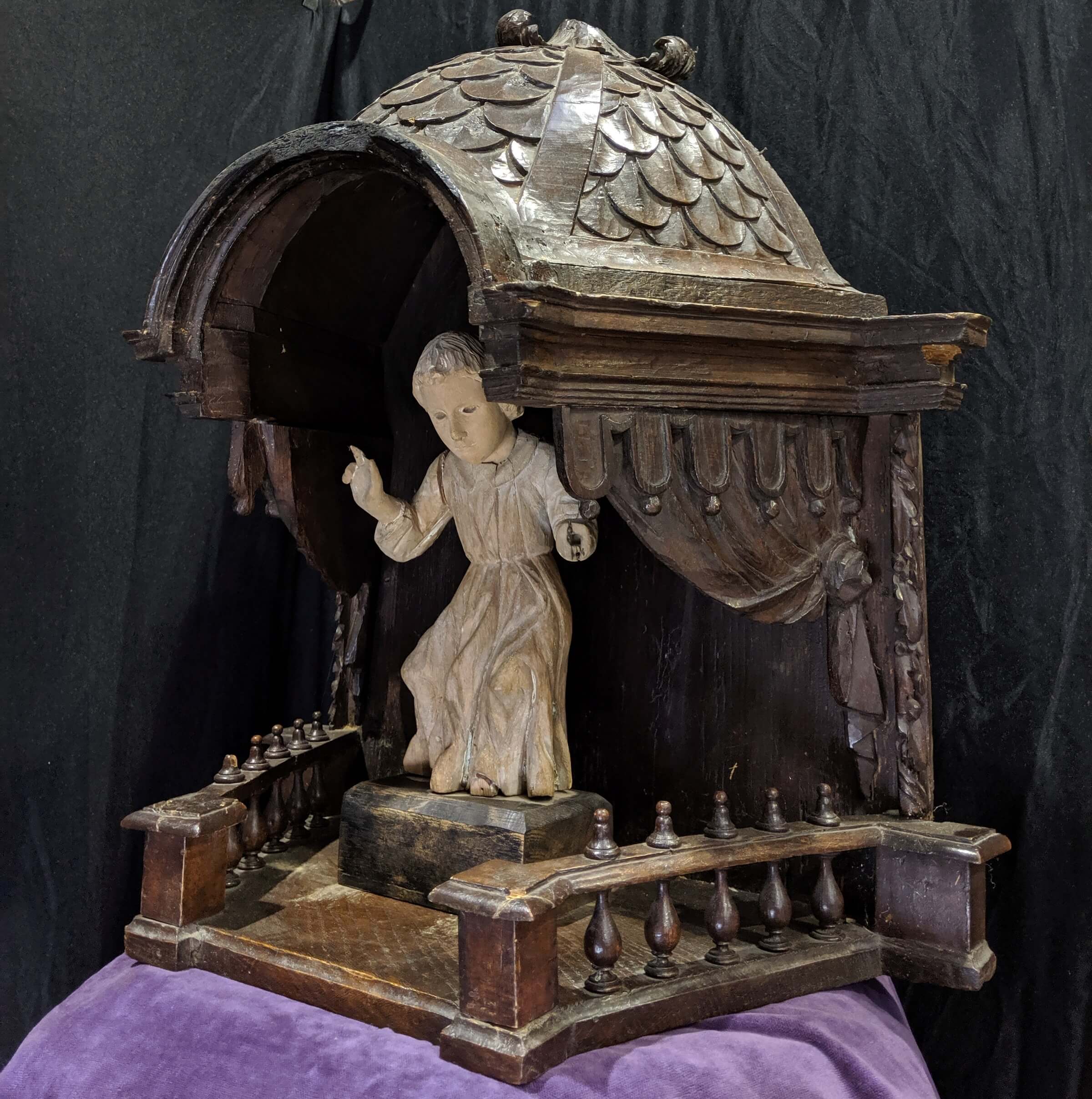 18th Century Unusual South European Carved Canopy Niche Statue Housing ...