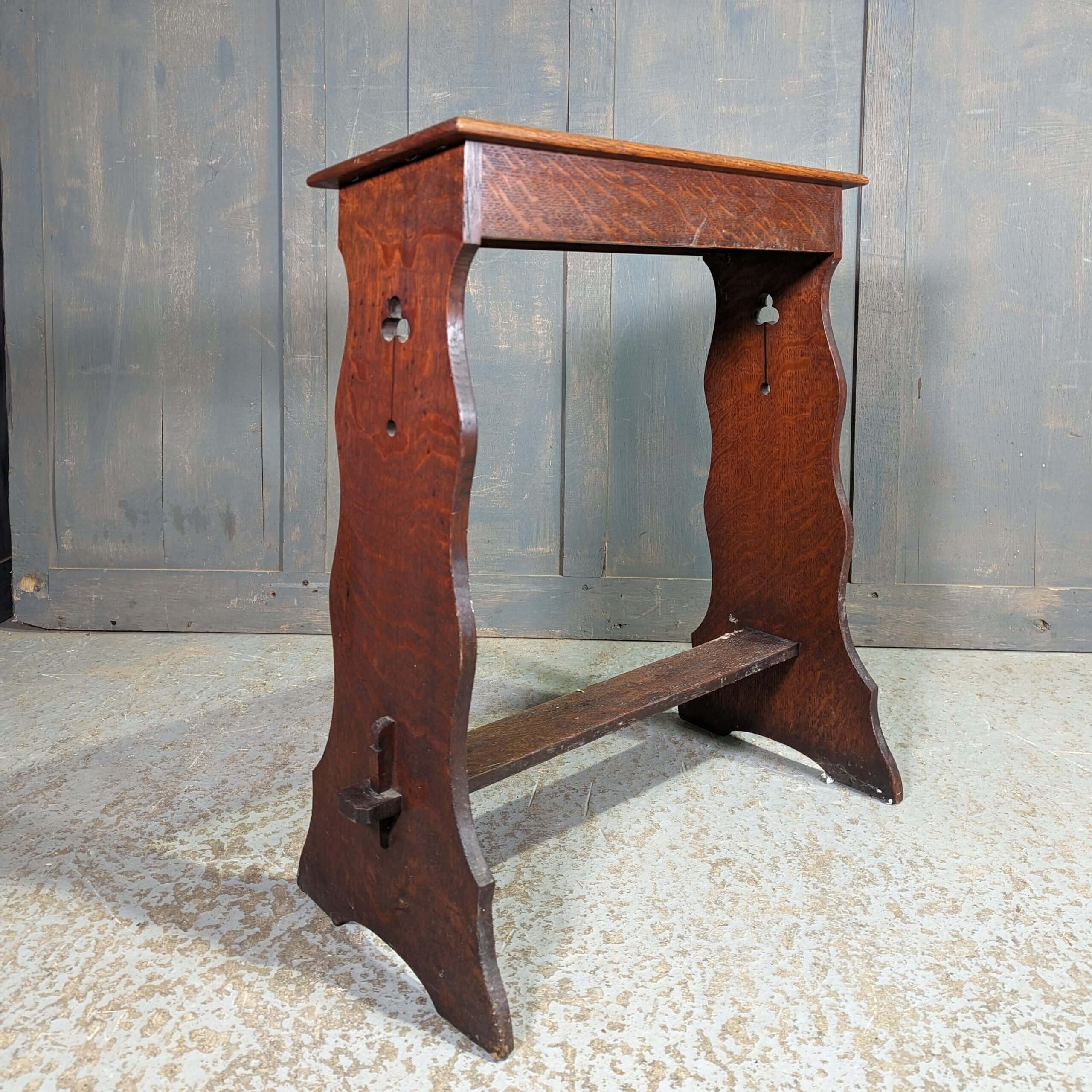 1920's Vintage Oak Organists Piano Stool with Slant Top & Cross ...