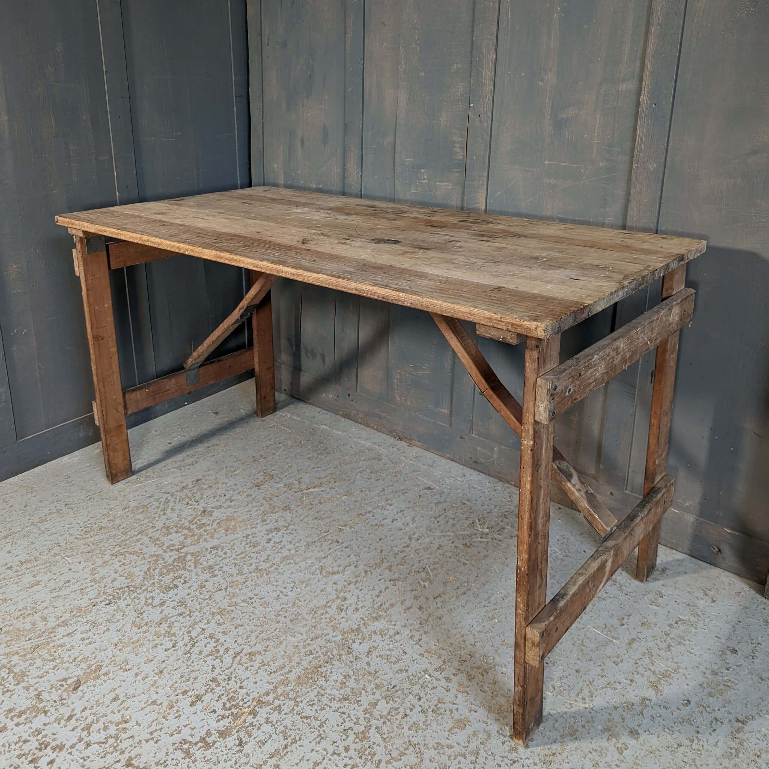 1930's Vintage Air Ministry Pine Folding Trestle Table (SOLD) - Antique ...