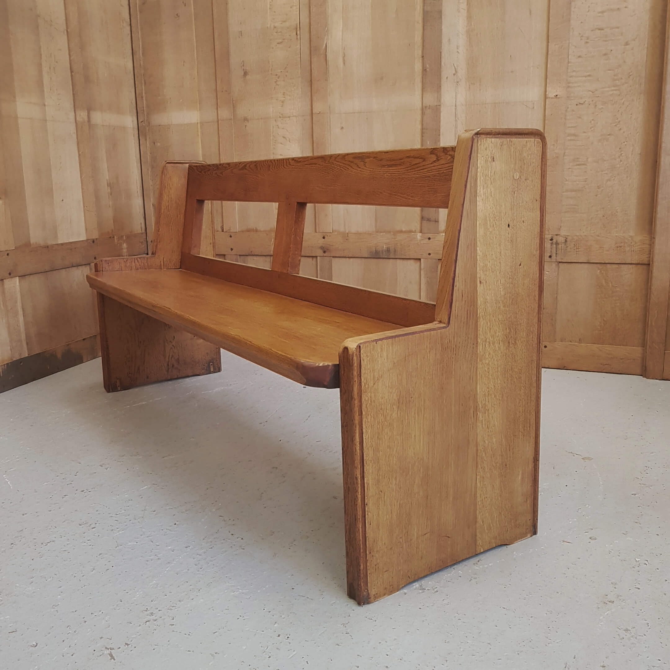 1960s Elbowed End, Open Back Solid Oak Church Chapel Pews (SOLD ...