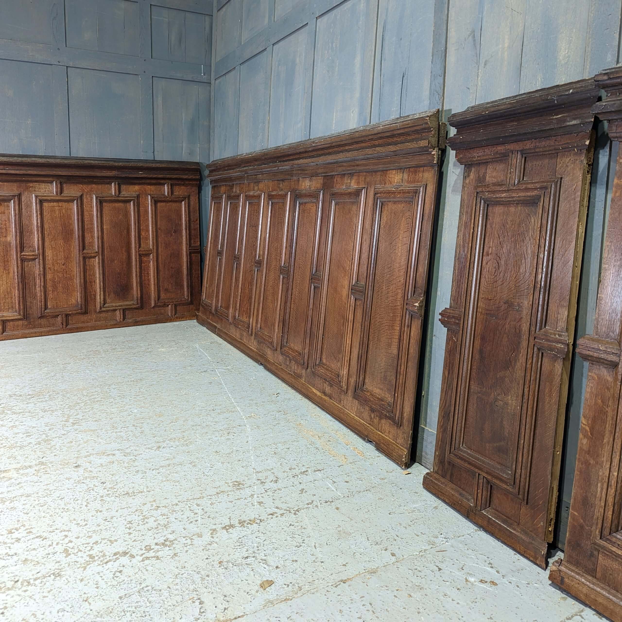 5m+ Quality Run of Antique Decorative Oak Dado Height Panels Panelling ...