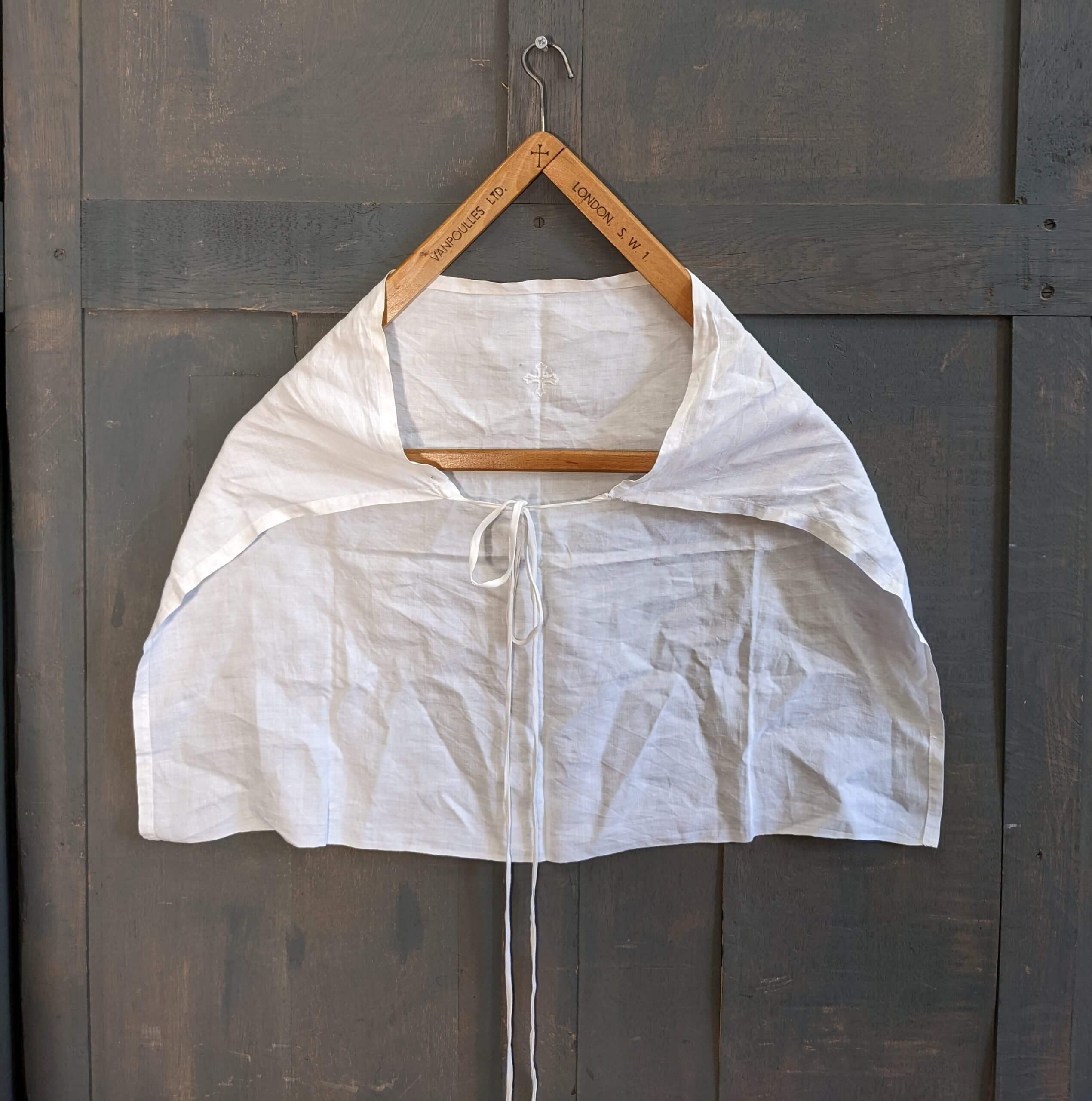 Amice with Embroidered Cross (SOLD) - Antique Church Furnishings