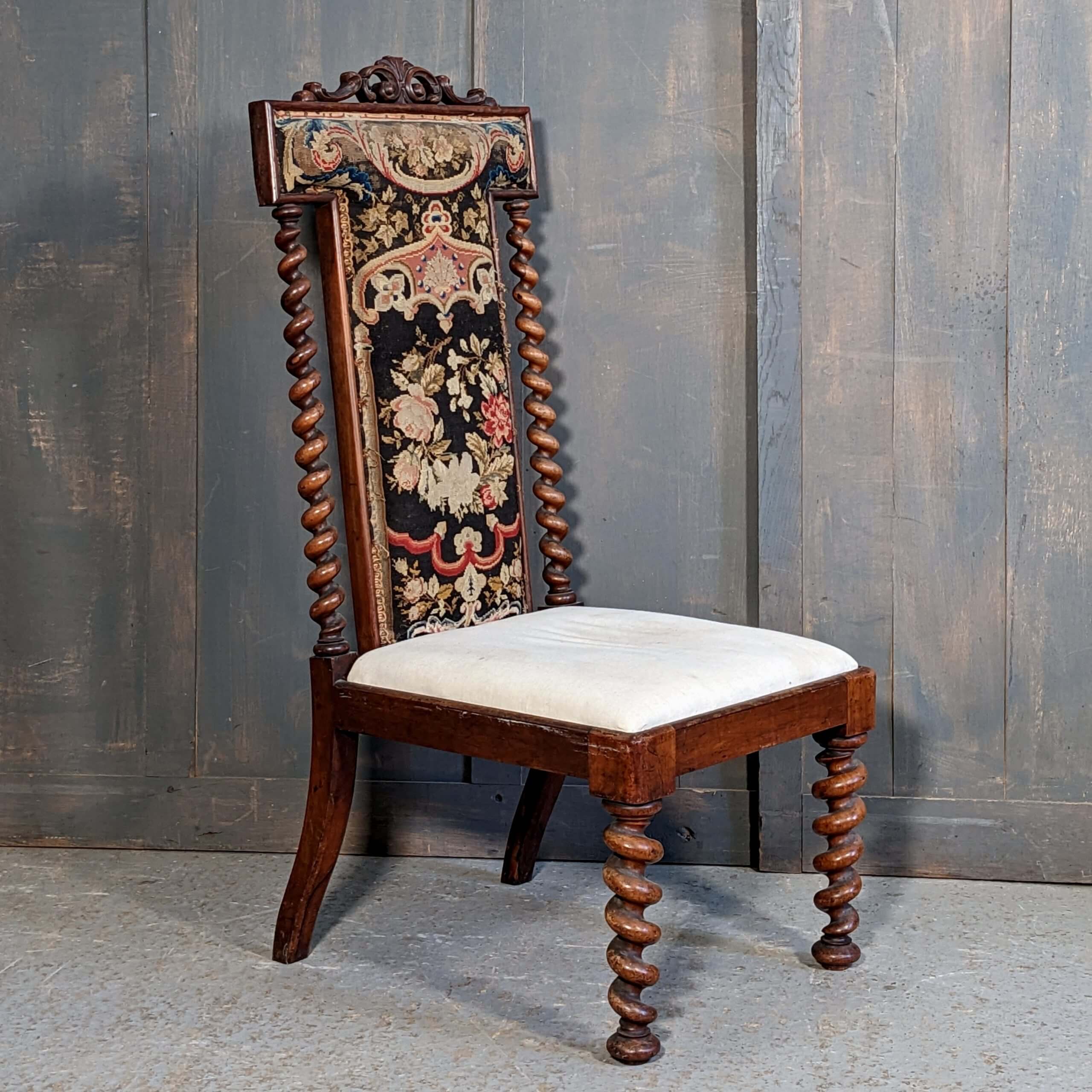 Antique 19th Century Walnut Prie Dieu Prayer Chair with Floral ...