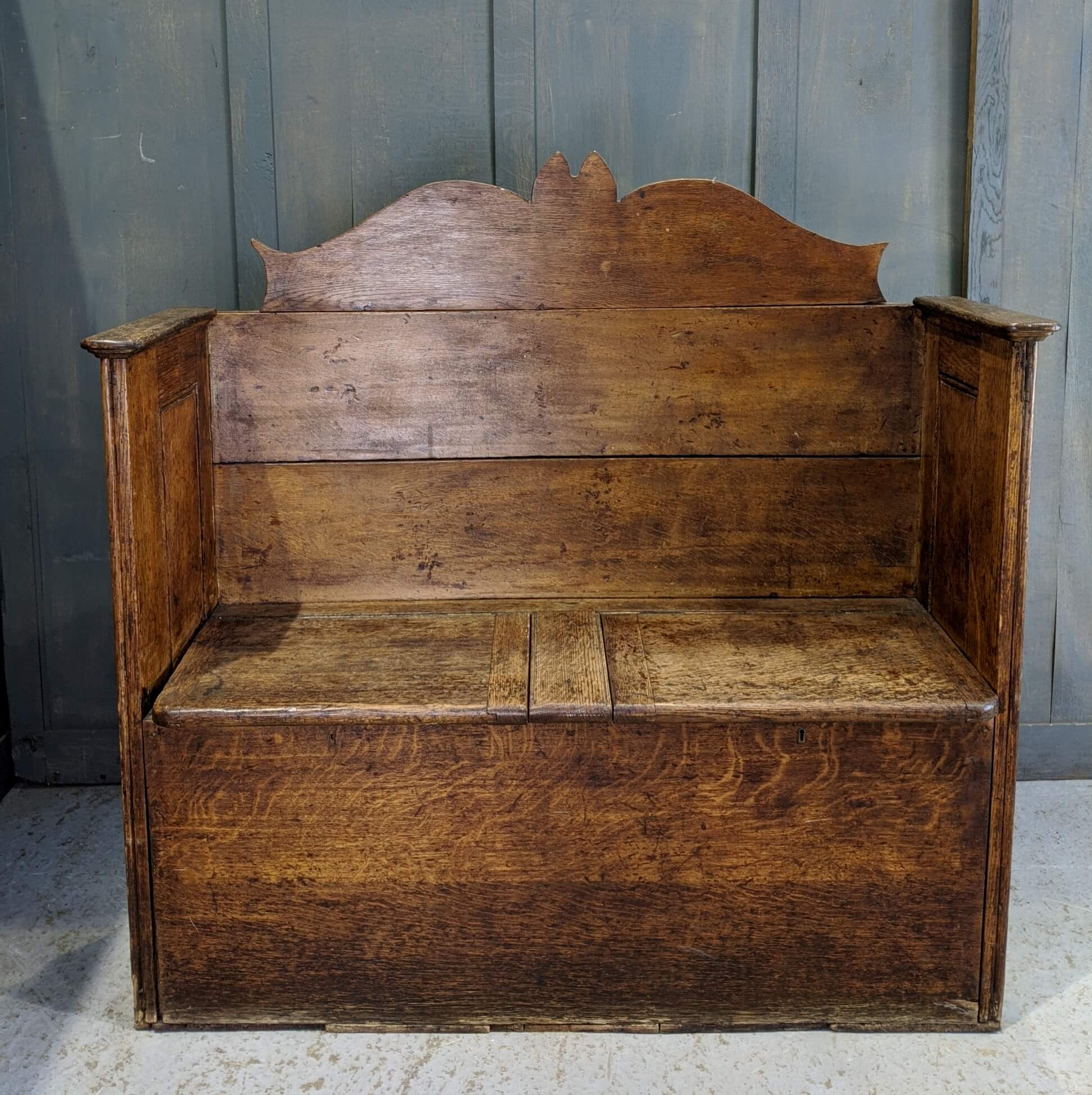 Antique Oak High Back Storage Settle Monks Bench (SOLD) - Antique ...