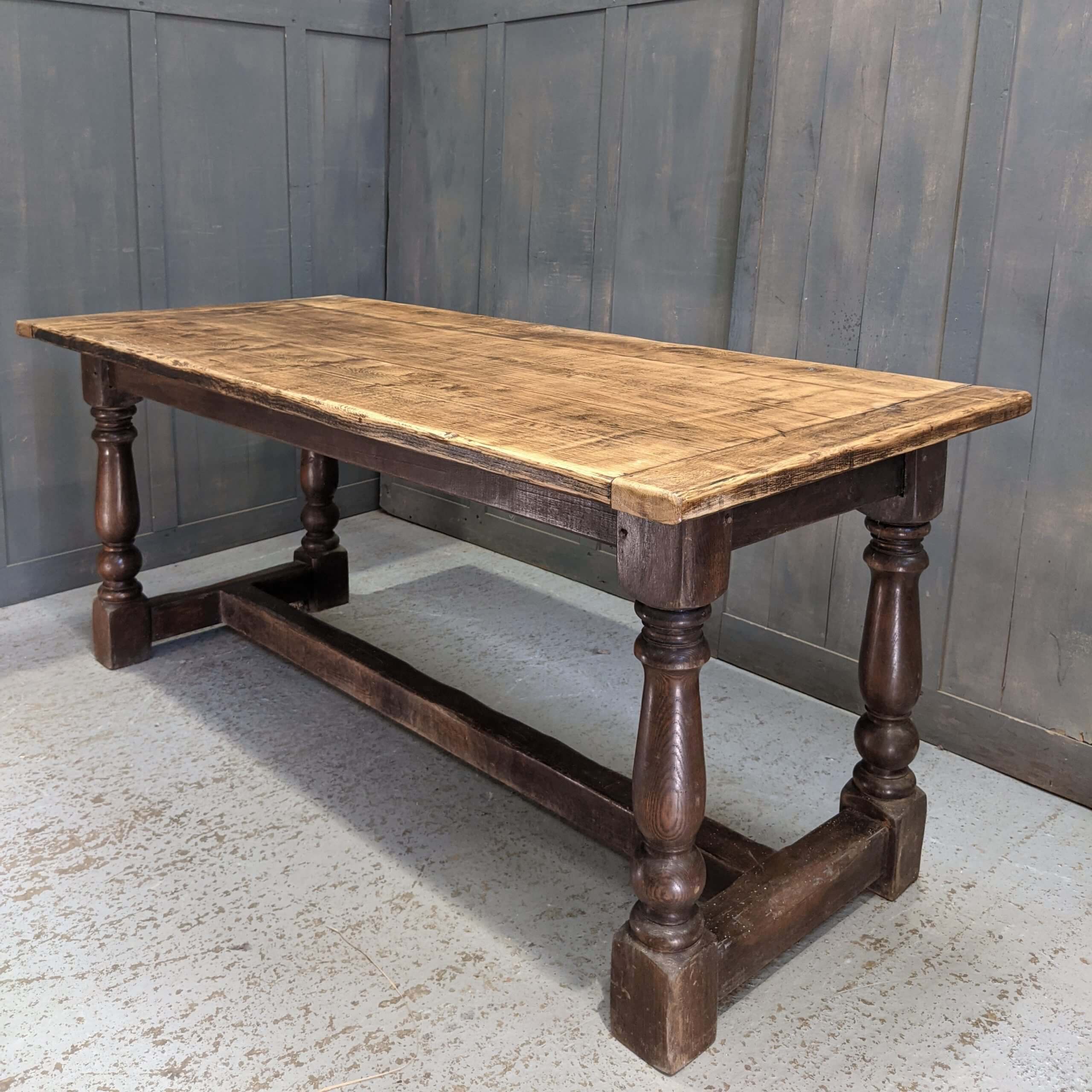 Antique Three Plank Oak Refectory Dining Table with 'Cannon' Legs (SOLD ...