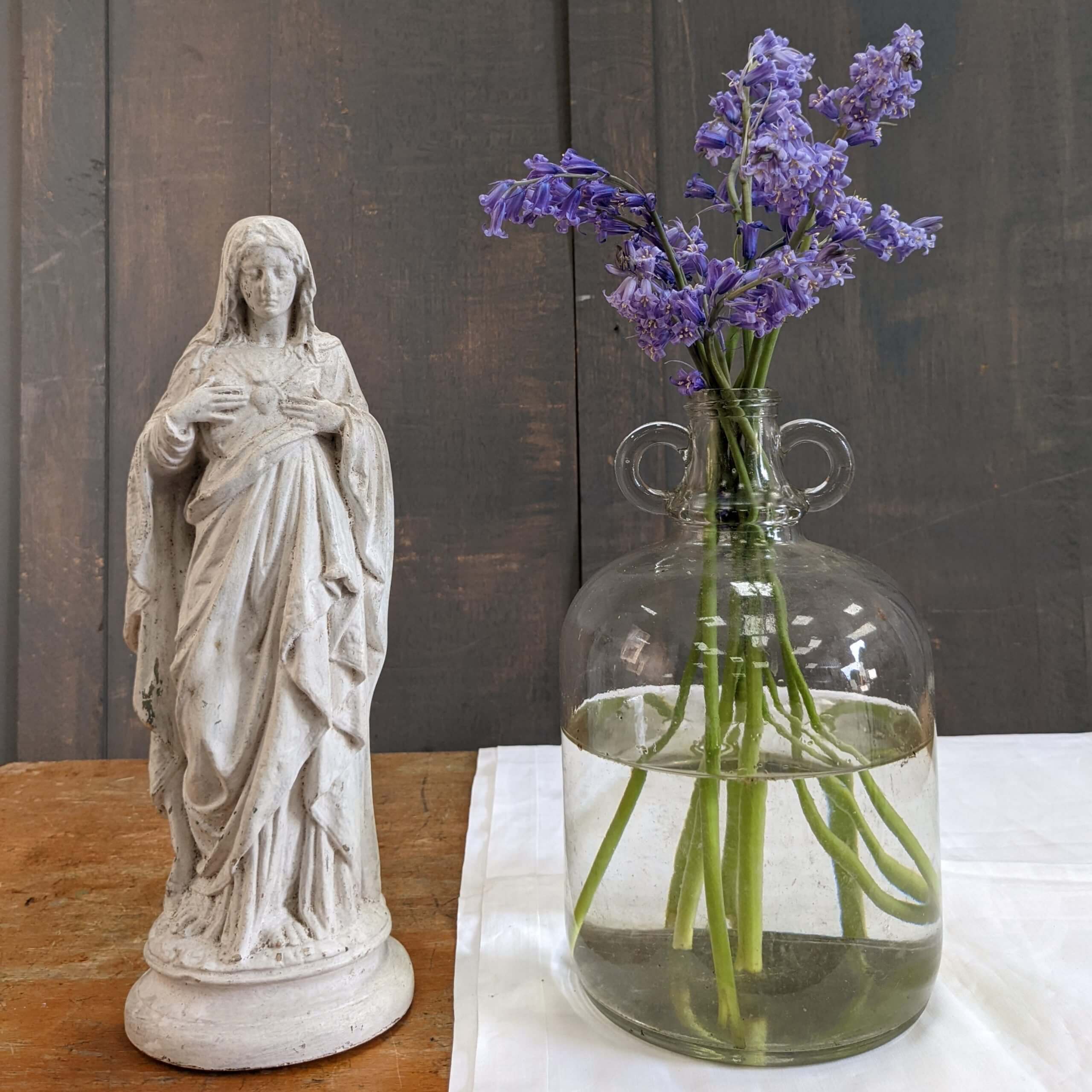 Antique White Painted French Sacred Heart Mary BVM Religious Statue ...