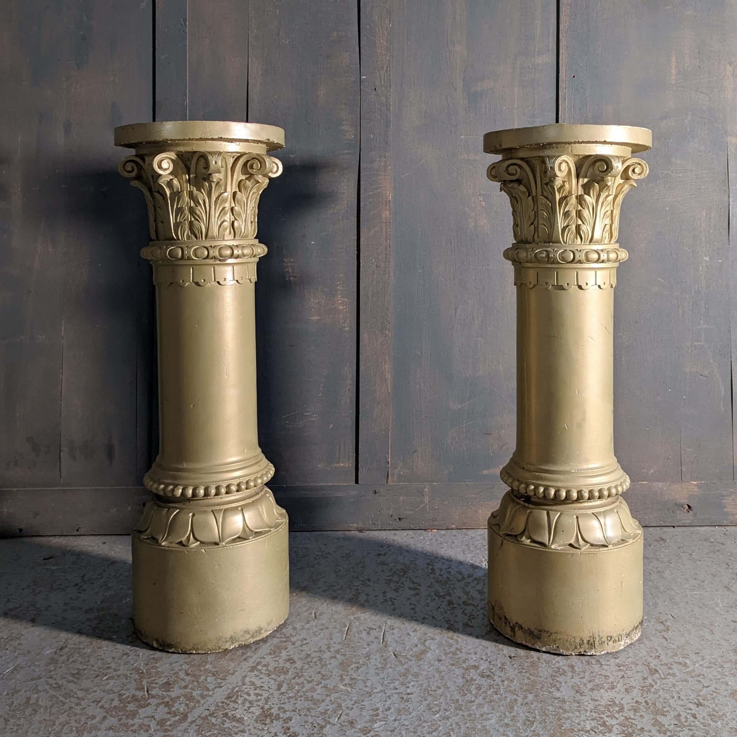 Composite Order Columns Statue or Plant Stands with Volutes Painted ...