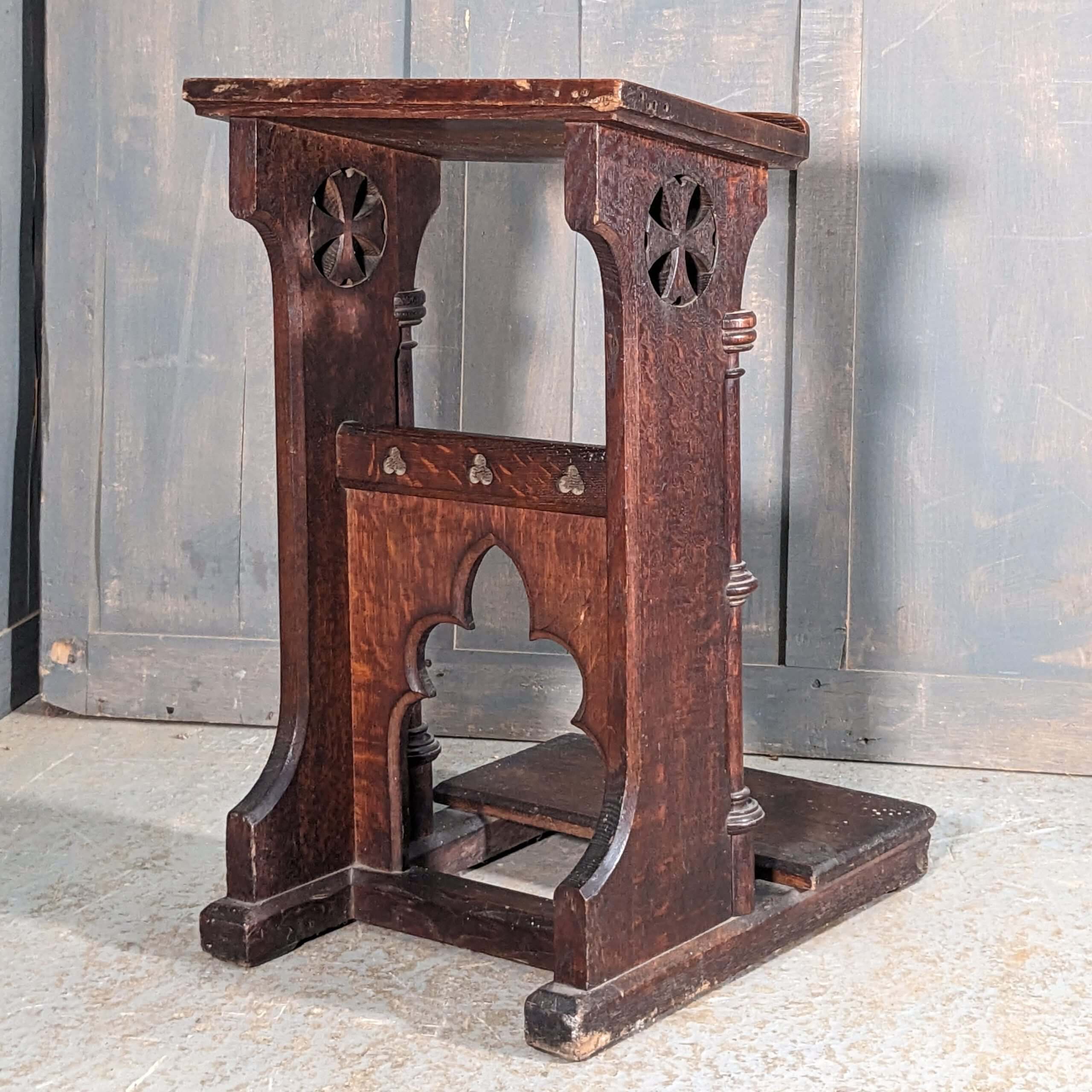 Dark Oak Smaller Size Antique Gothic Prayer Desk Prie Dieu -SOLD ...