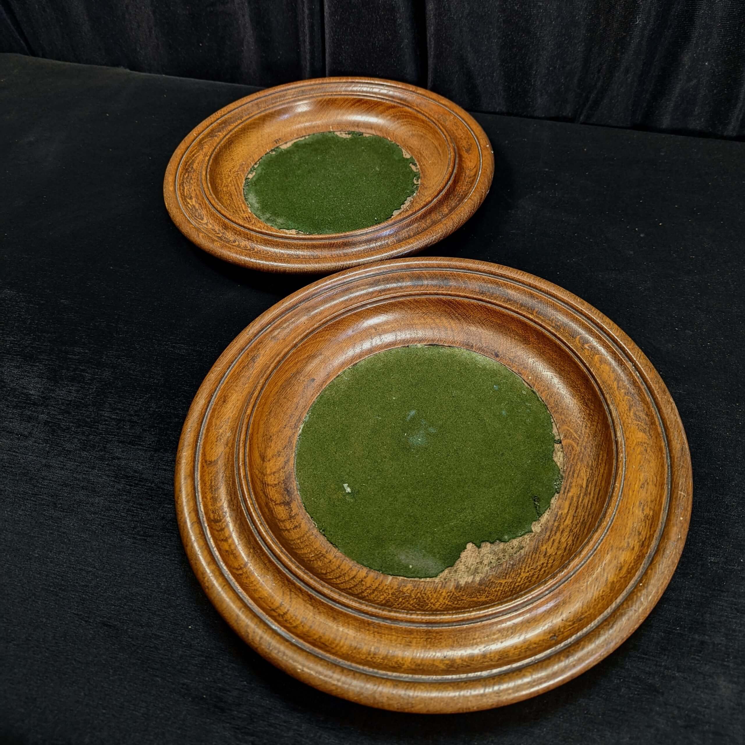 Extra Large Antique Oak & Green Baize Antique Church Collection Plates ...
