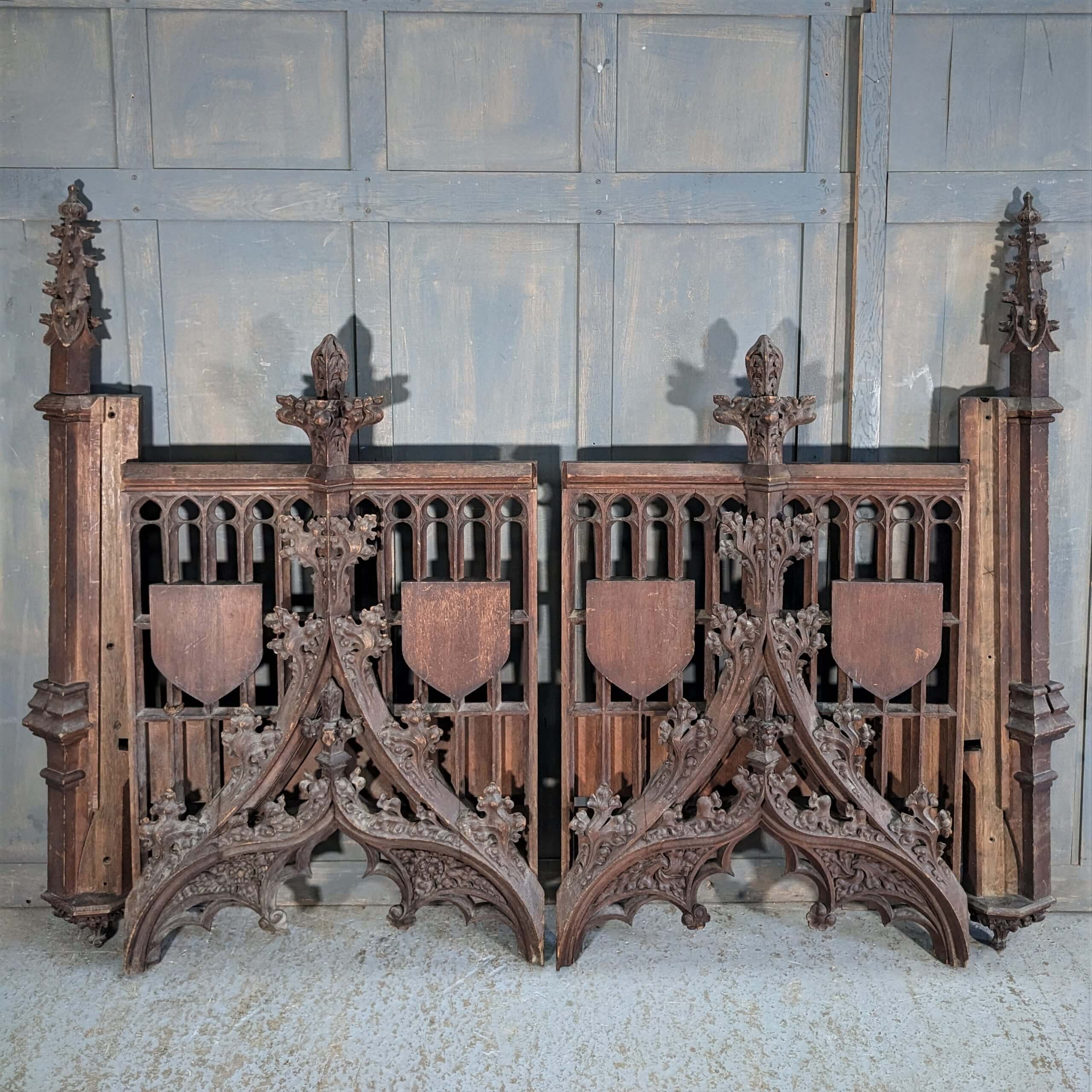 Fantastic Antique Highly Carved Gothic Oak Twin Panel Panelling ...