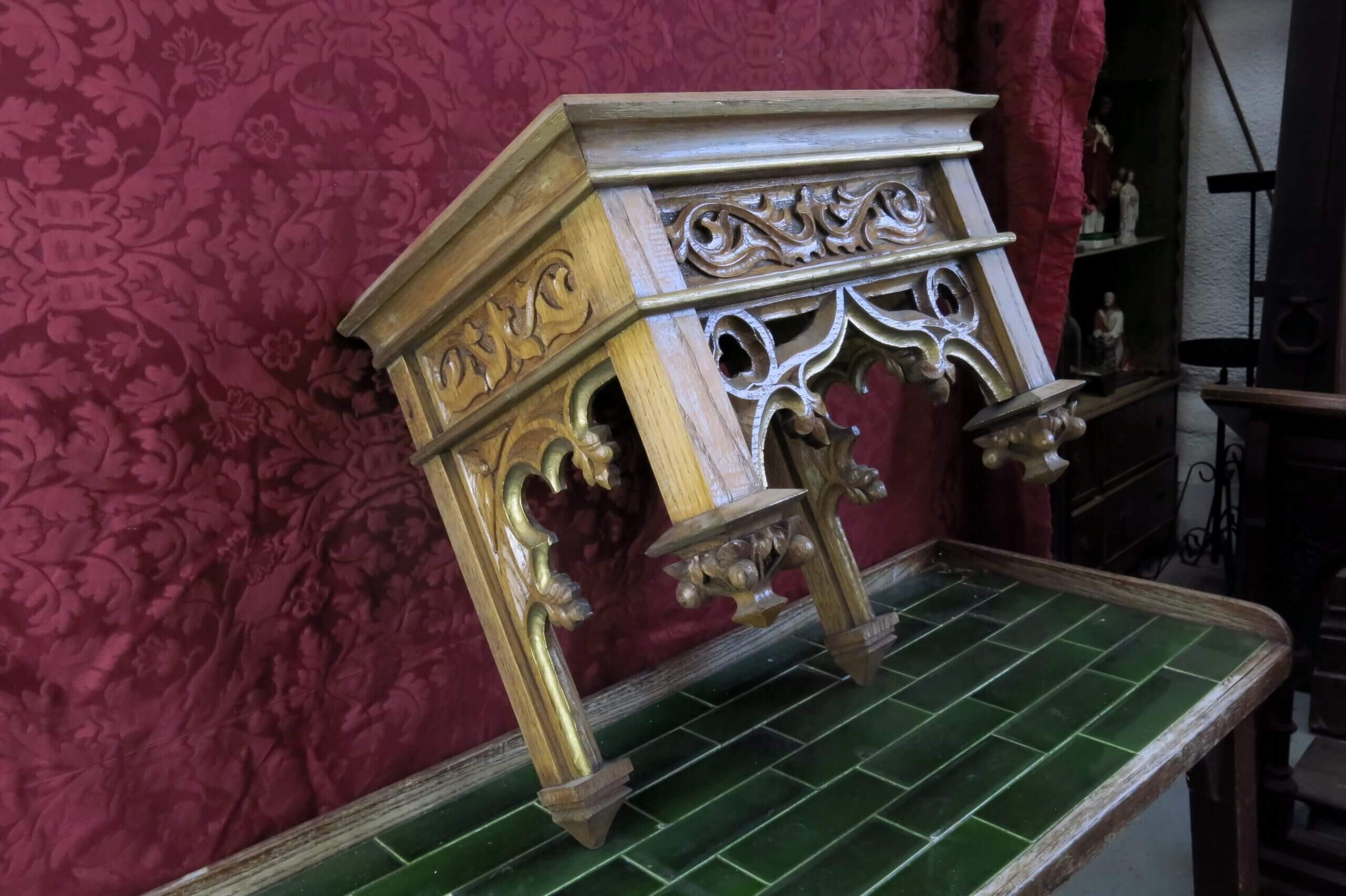 Gothic Antique Carved Oak Statue Canopy/Stand (SOLD) - Antique Church ...