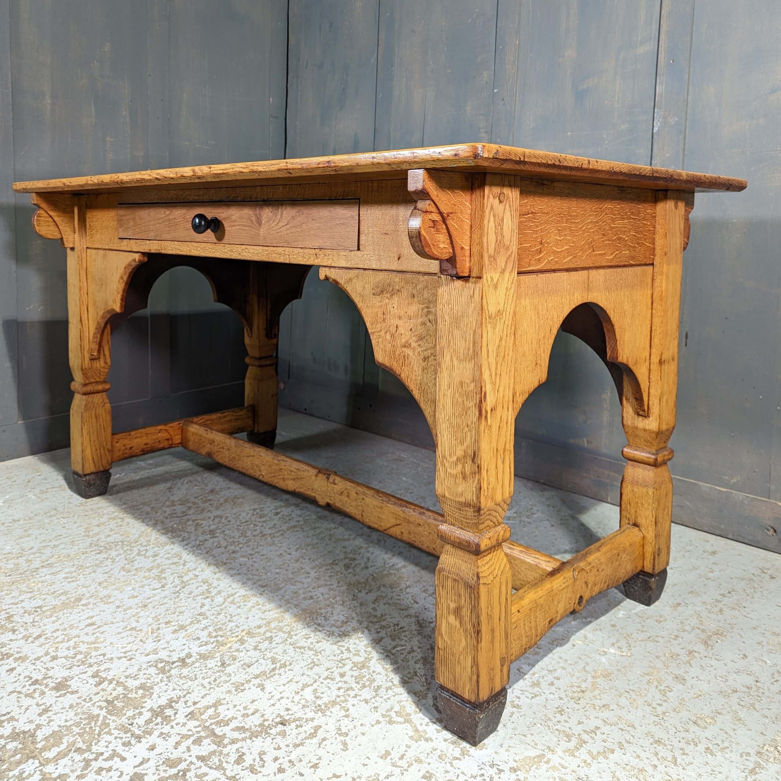 Gothic Styled Antique Pale Oak Communion Hall Table from Sparkhill ...