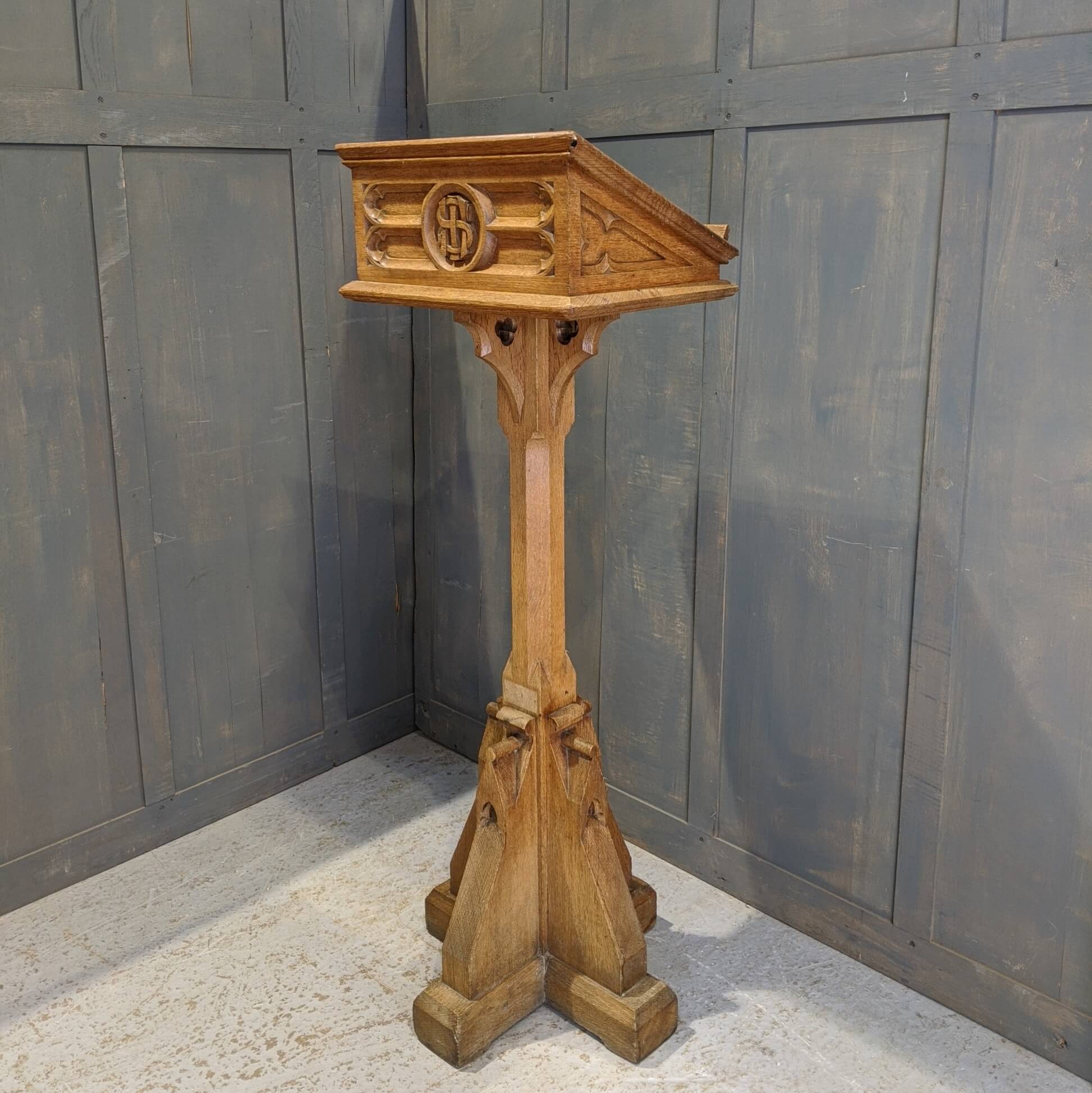 Heavy and Well Made Vintage Gothic Solid Oak Pedestal Reading Lectern ...