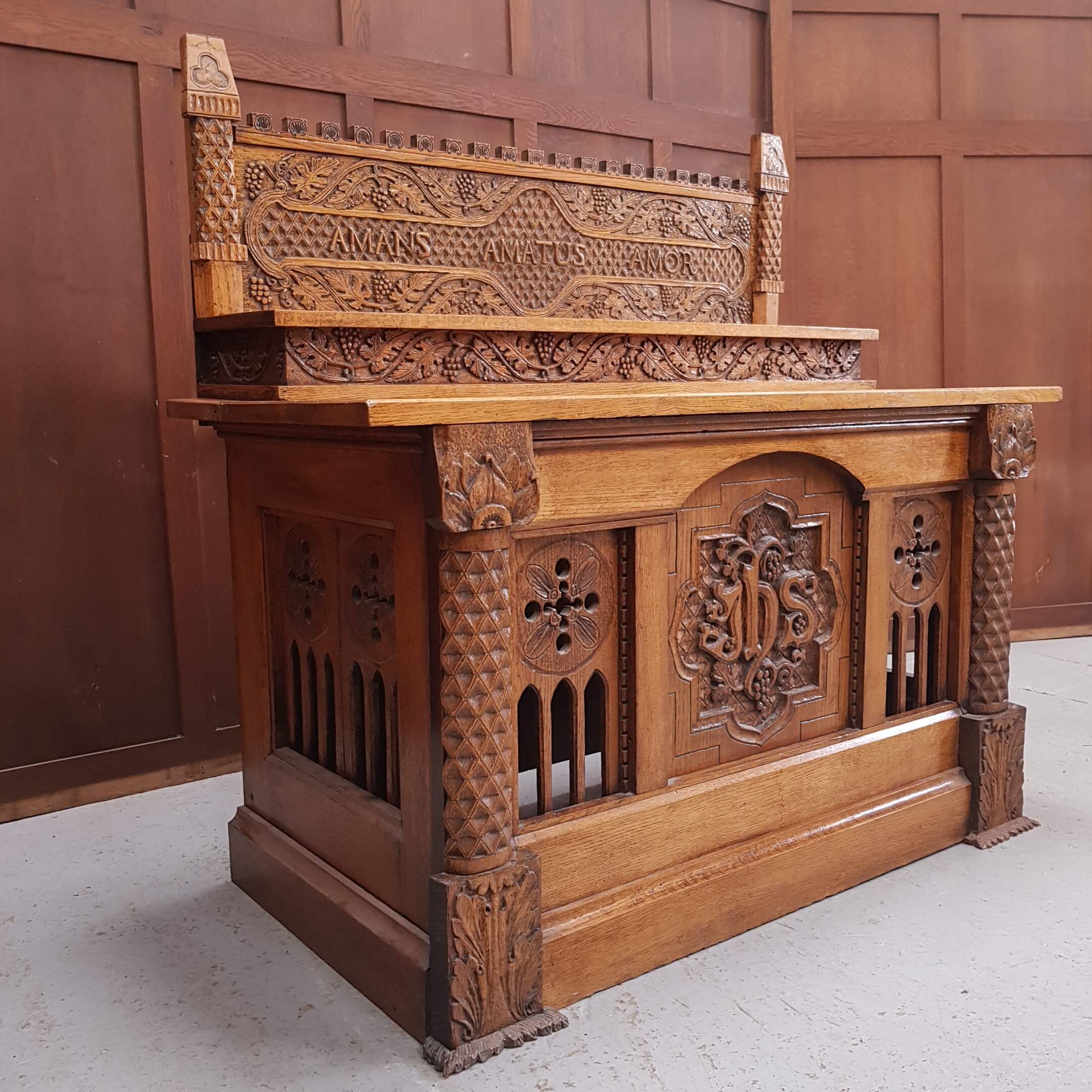 Highly Carved Oak Convent Church Altar with Gradine (SOLD) - Antique ...