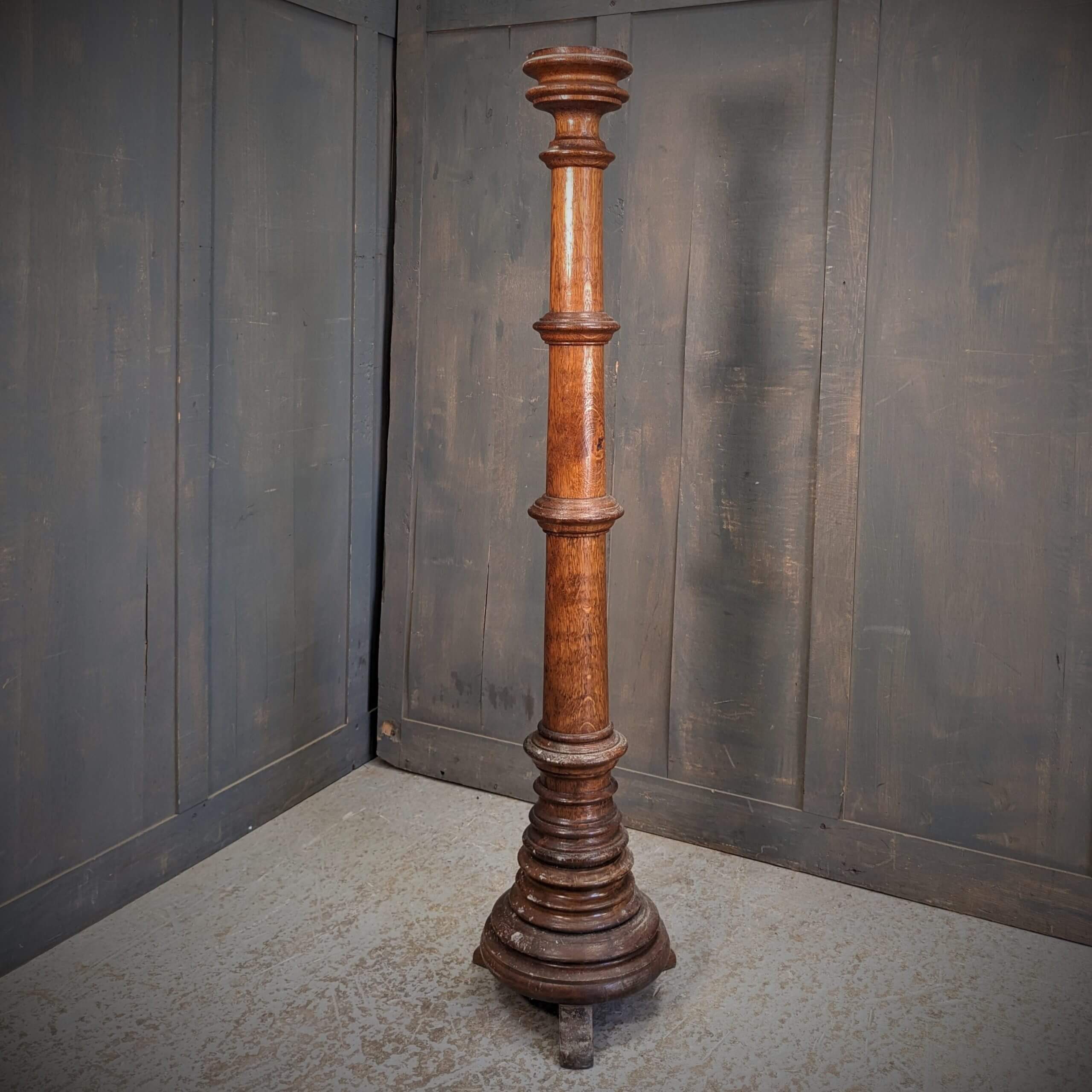 Impressive Large Victorian Oak Church Paschal Candlestick (SOLD ...
