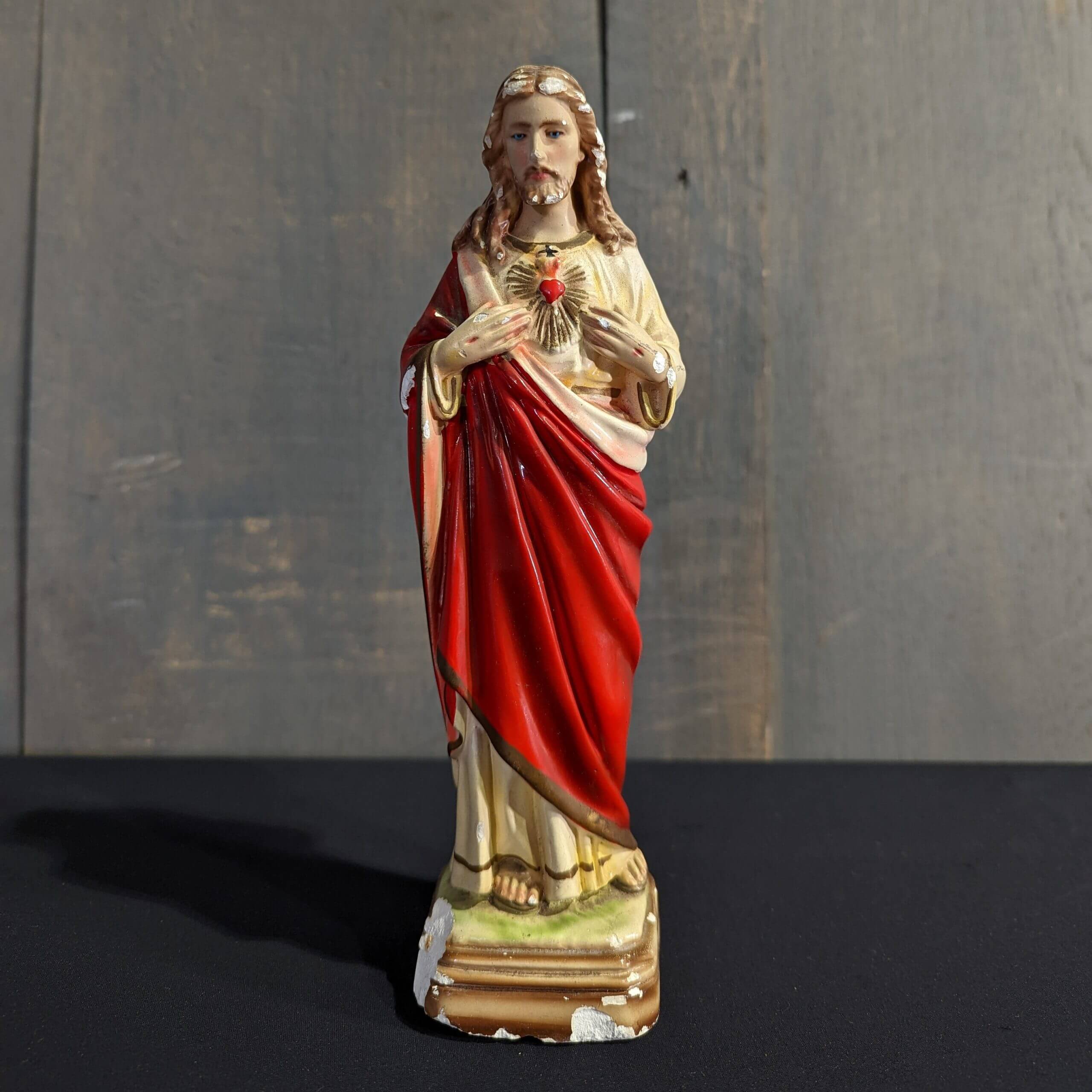 Italian Vintage Distressed Small Religious Statue of Christ the Sacred ...