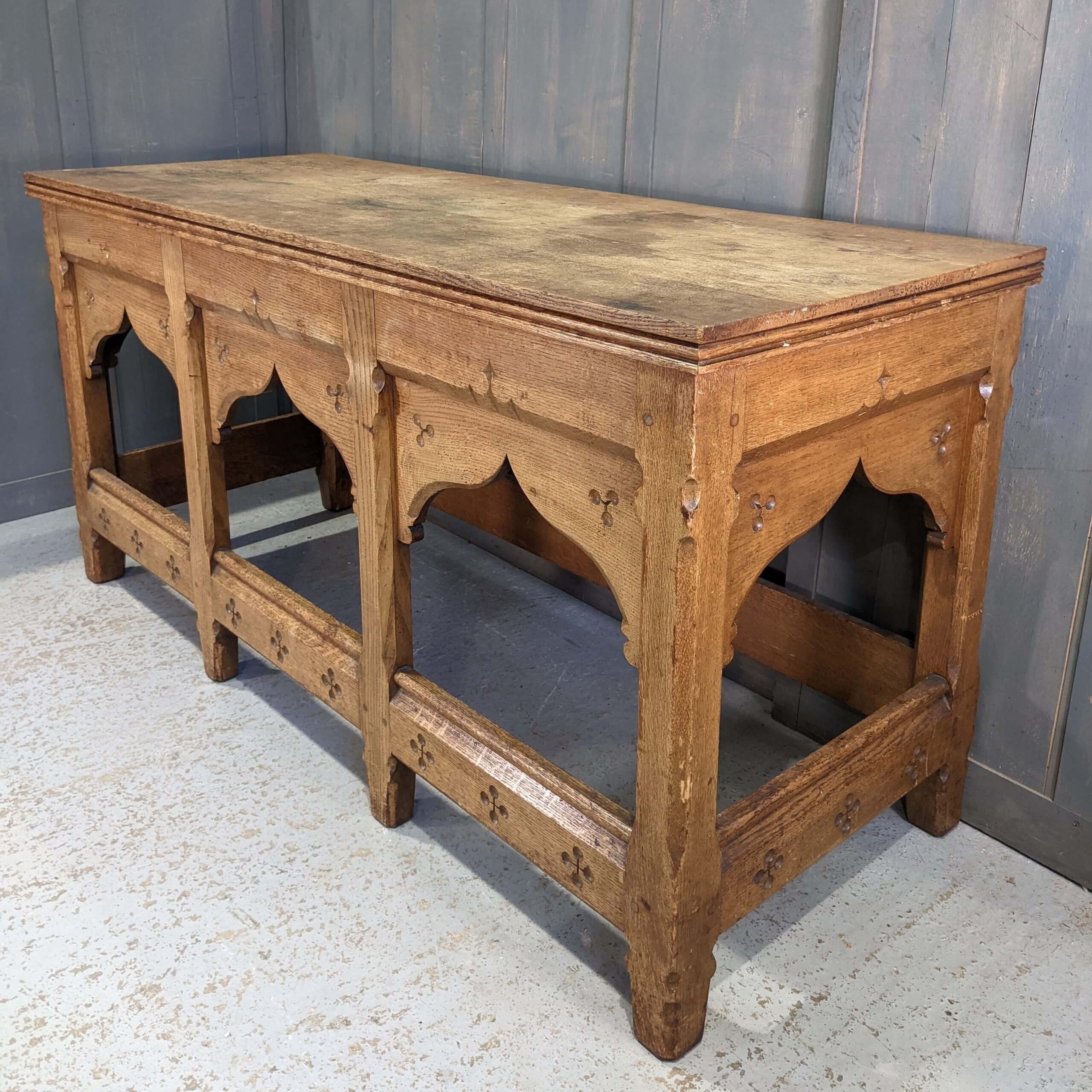 Large Handsome Antique Arcaded Oak Church Altar Table (SOLD) - Antique ...