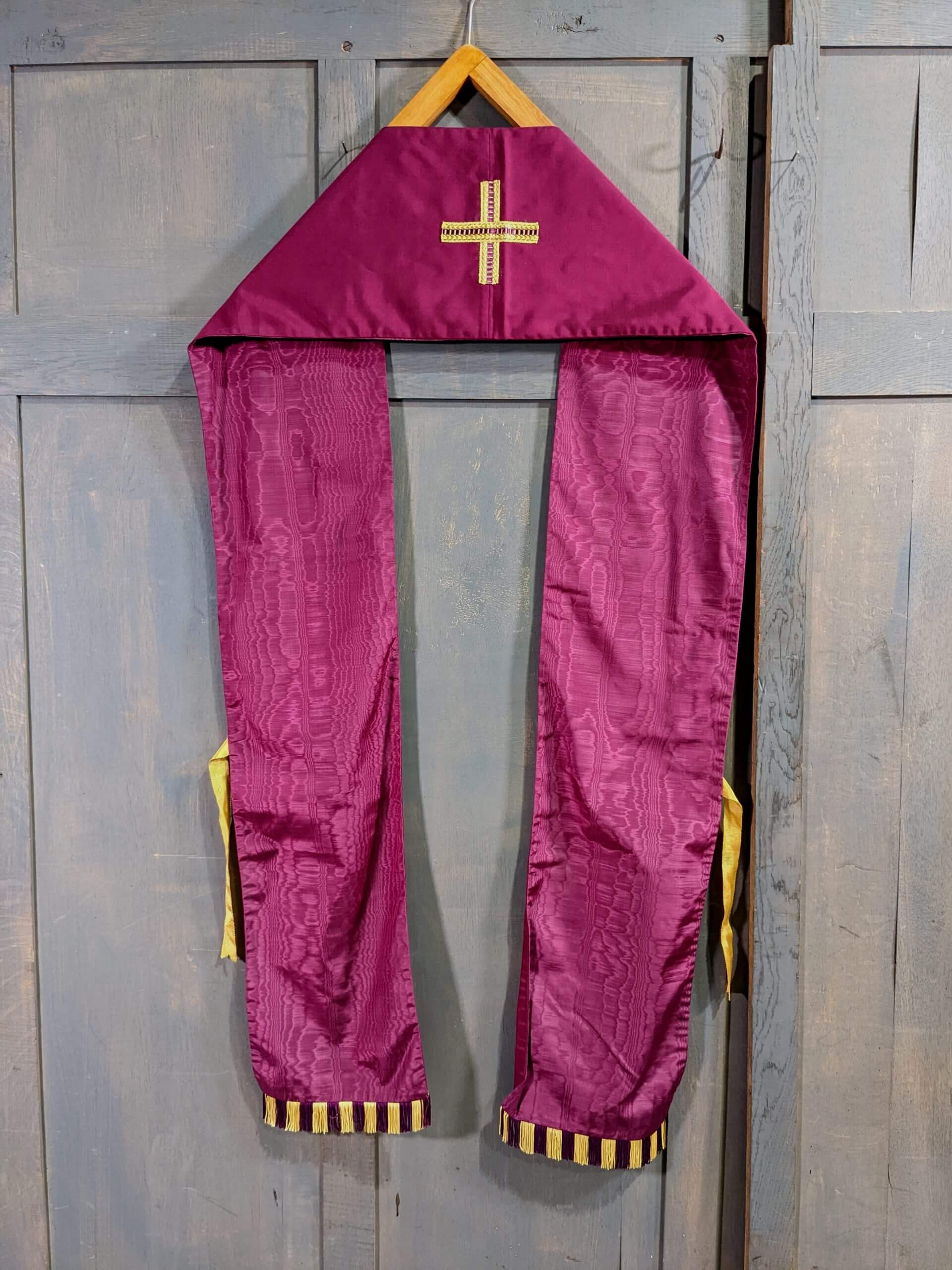 Large Lenten Preaching Stole in Purple with Crosses & Fringe - Antique ...