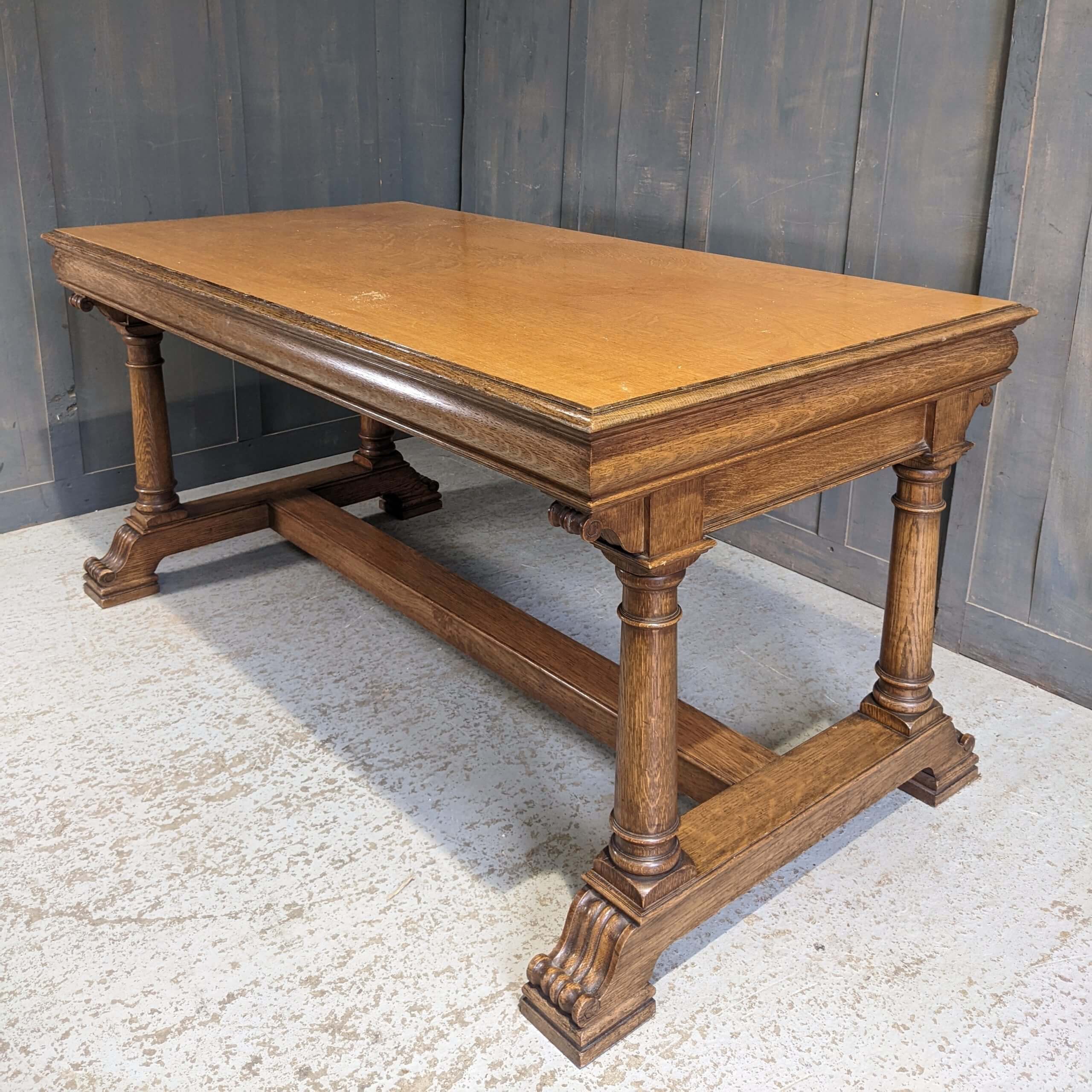 Large Very Fine Antique Oak Refectory Communion Altar Dining Table ...