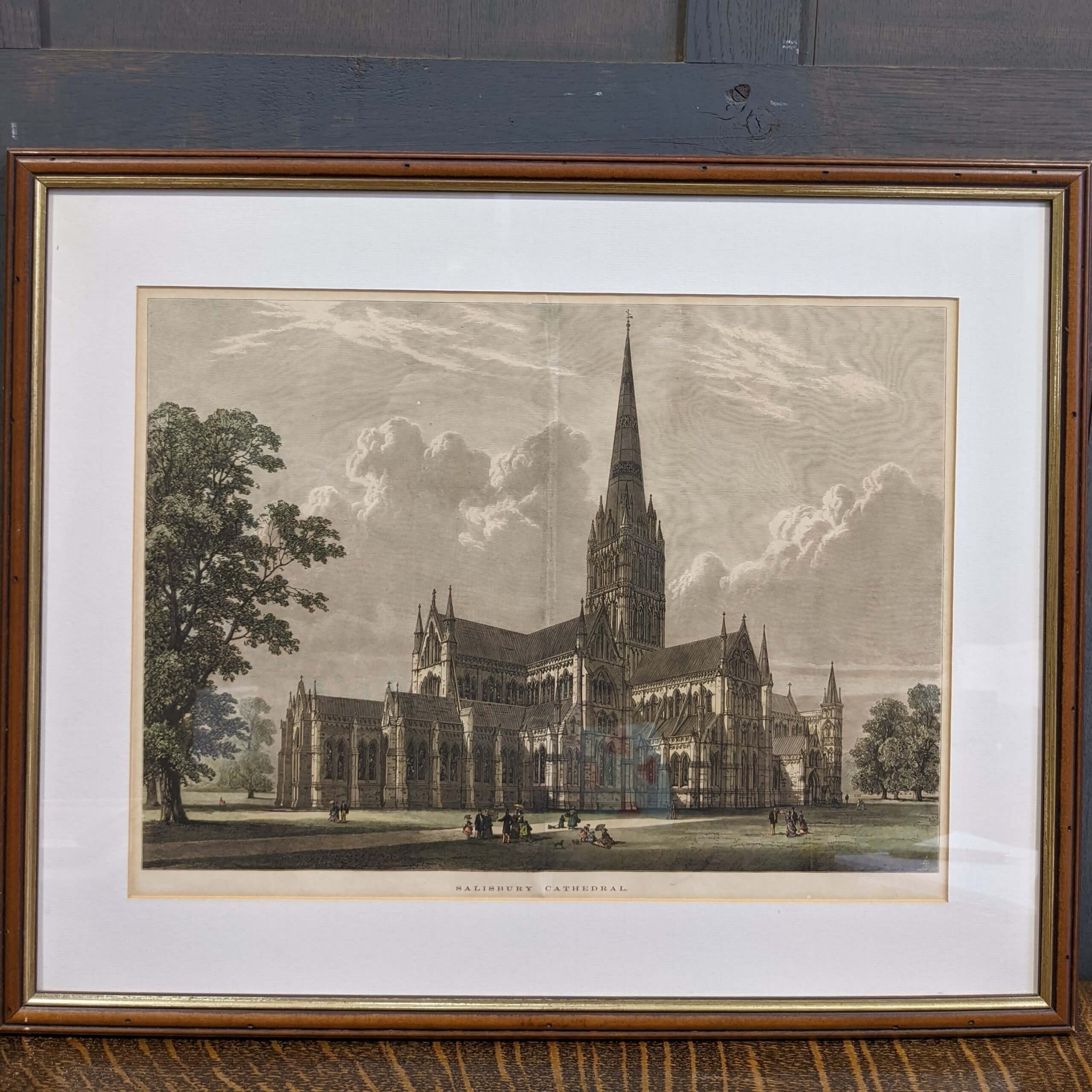 Large Well Framed Hand Coloured Victorian Lithograph of Salisbury ...