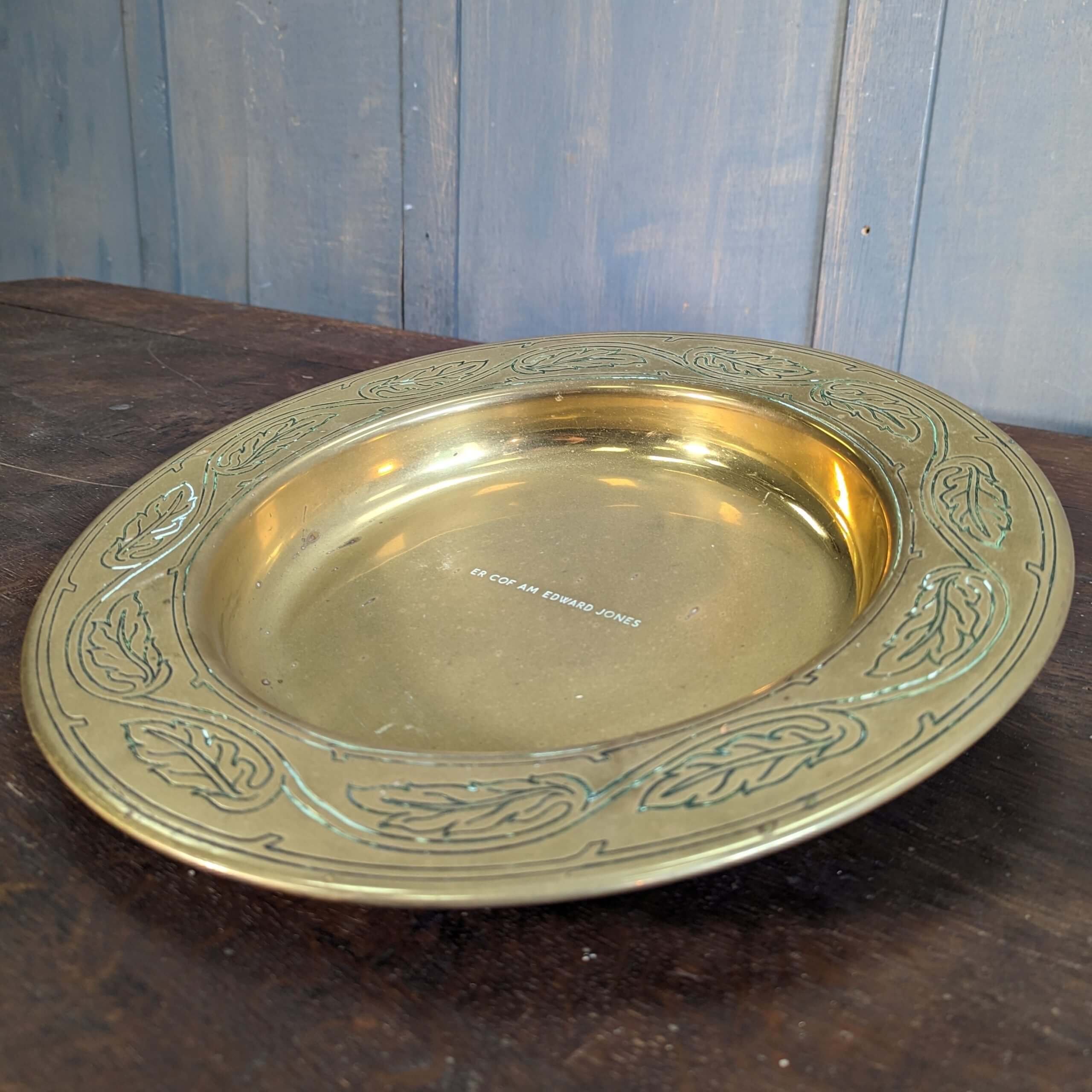 Large Welsh Memorial Brass Church Communion Plate (SOLD) - Antique ...