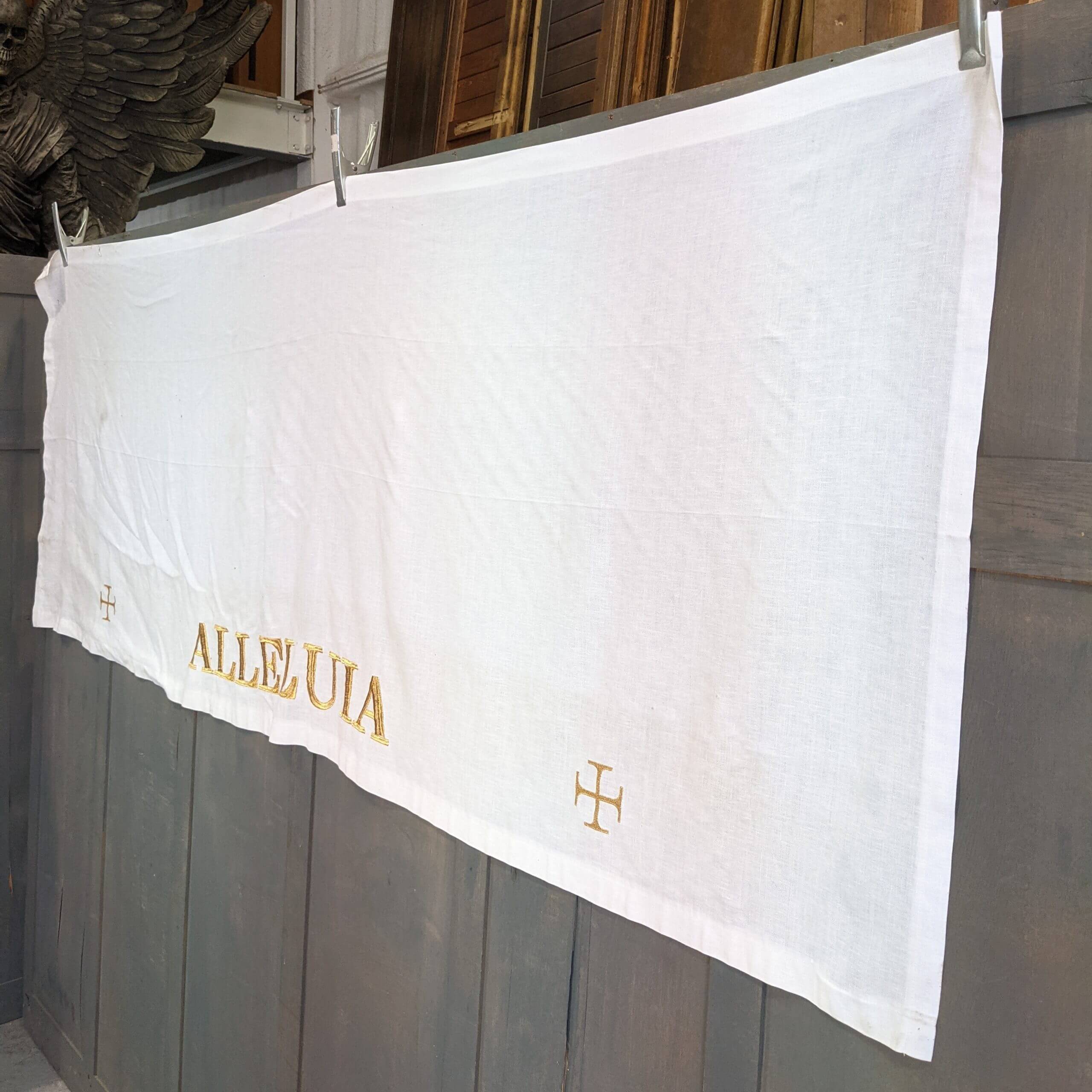 Large White Linen Altar Cloth with Gold Crosses & Alleluia (SOLD ...