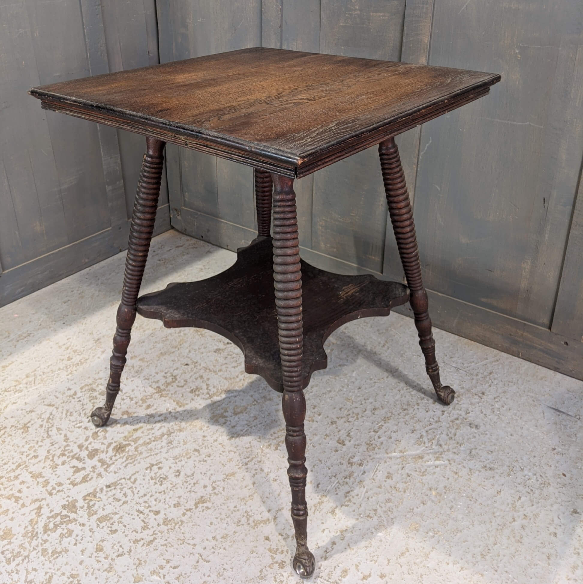 Late Victorian Oak Occasional Table with Bobbin Style Legs & Glass Ball ...