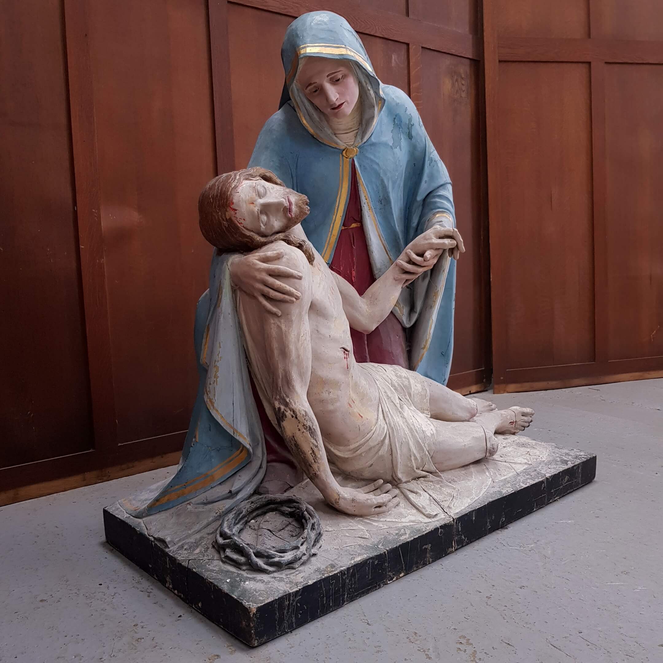 Lifesize Antique Carved Pieta (SOLD) - Antique Church Furnishings