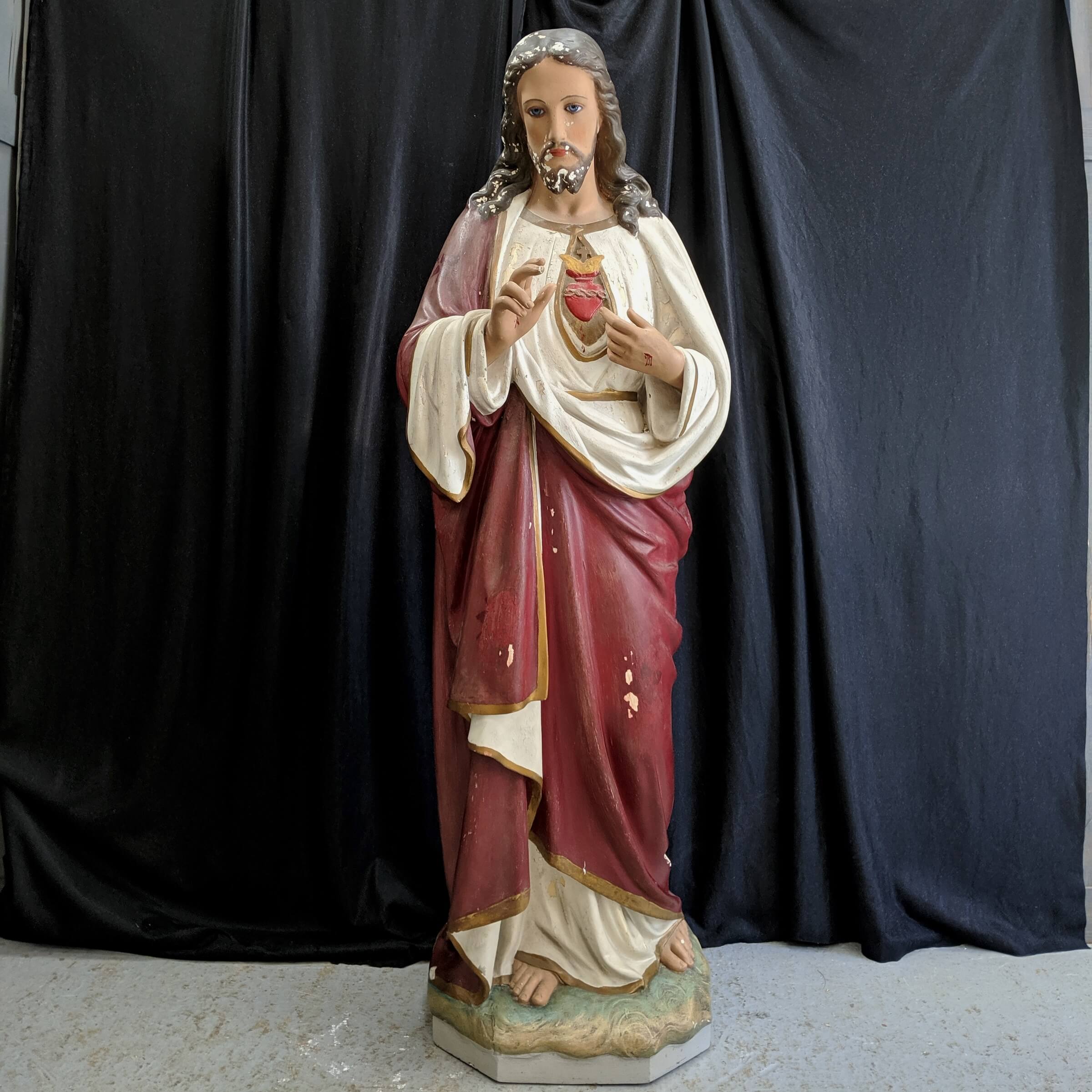 Lifesize Antique Statue of Christ the Sacred Heart by 'The Religious Statues' Company Paris ...