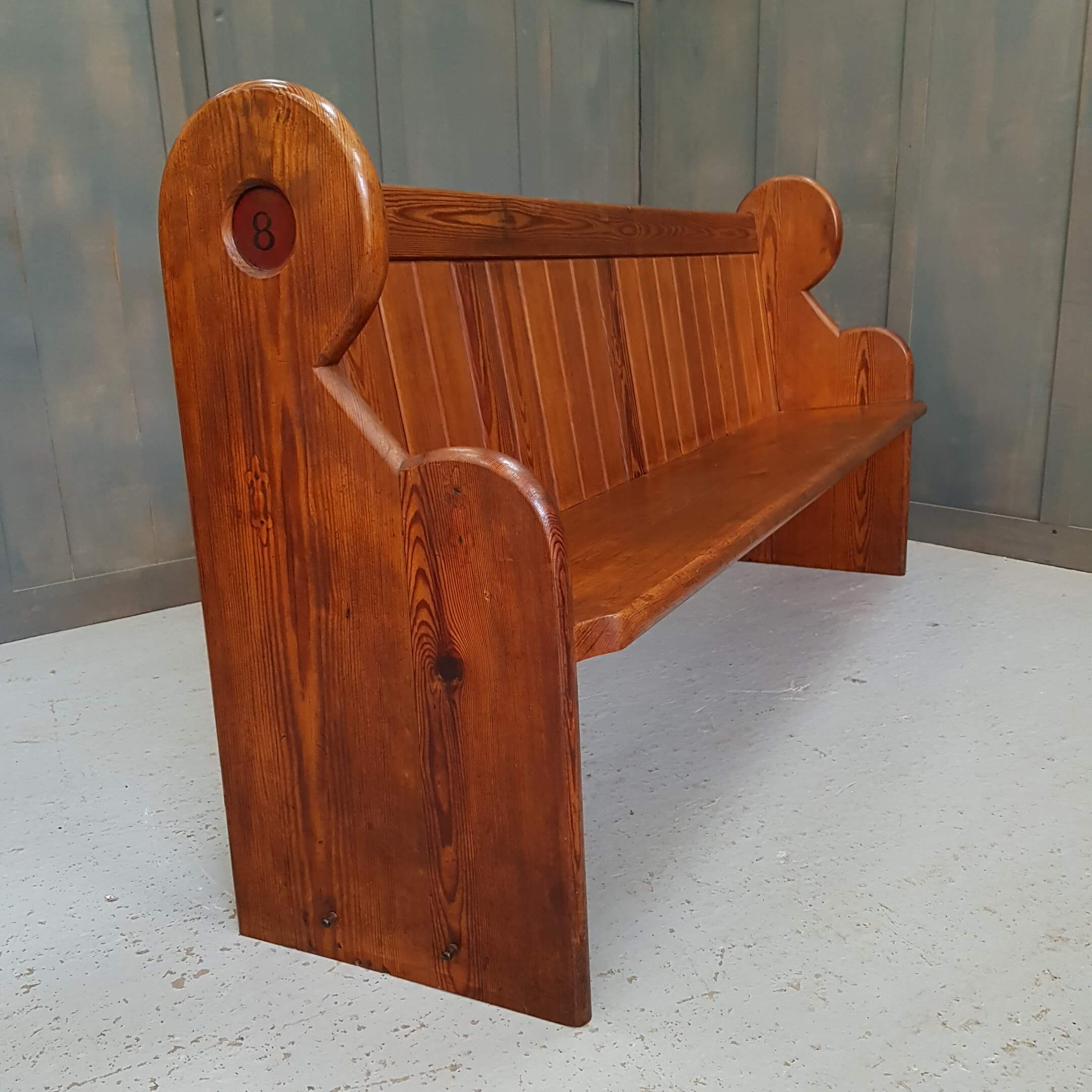 Marks Tey Old Victorian Antique Pitch Pine Pew With a Numbered End ...