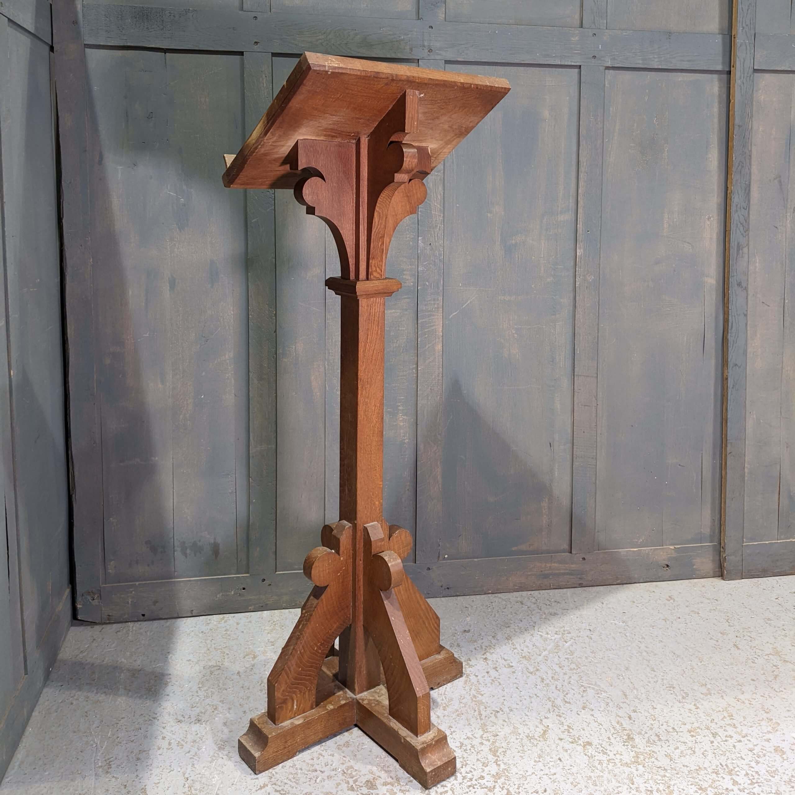 Mid Century Classic Oak Pedestal Church Lectern Ambo (SOLD) - Antique ...