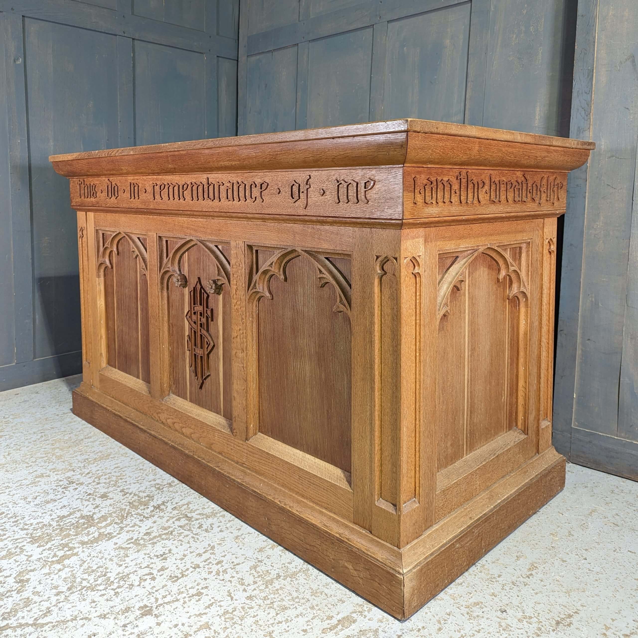 Mid Century Solid Oak Late Gothic Church Altar from Northumbria (SOLD ...