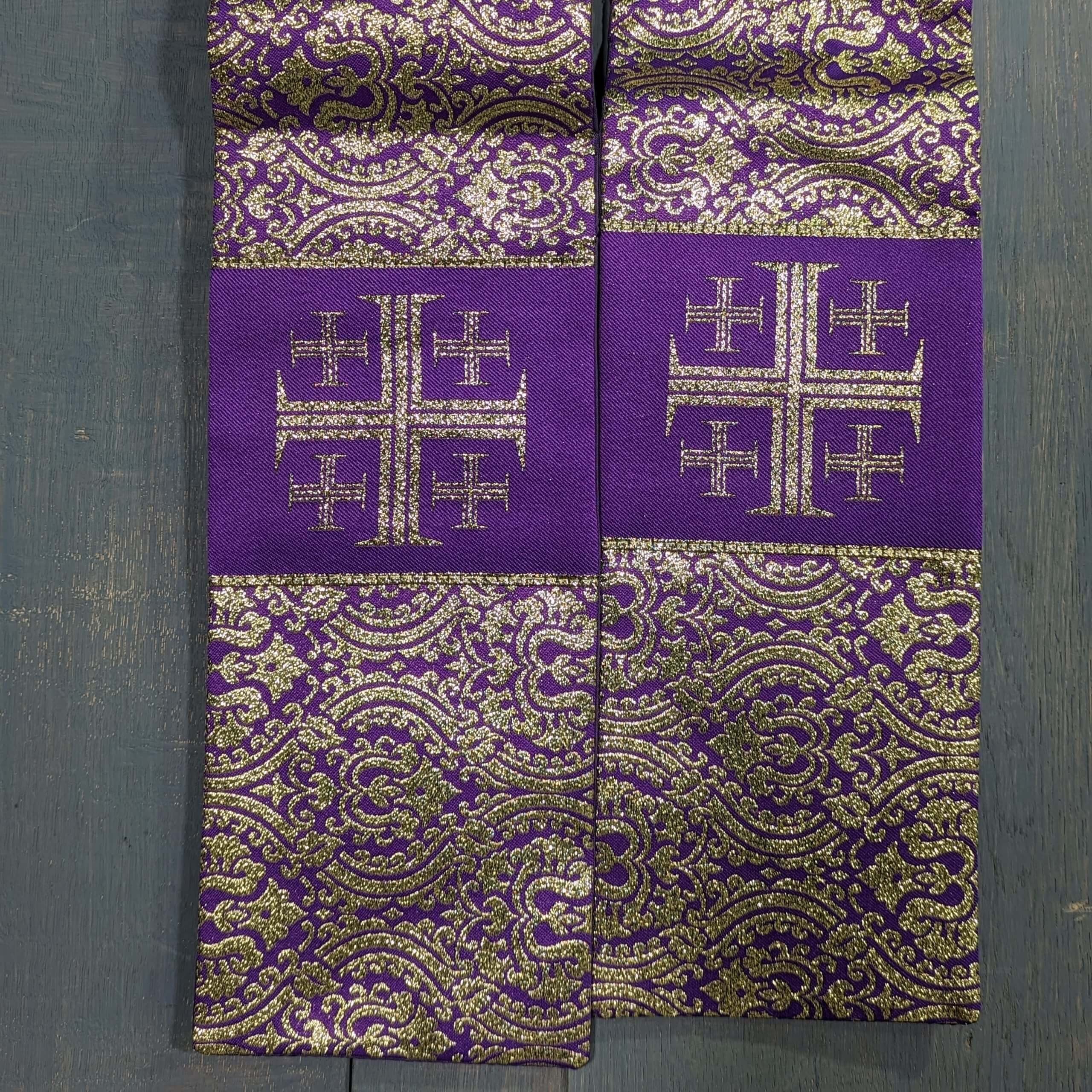 Modern Gold & Purple Stole with Crosses As New