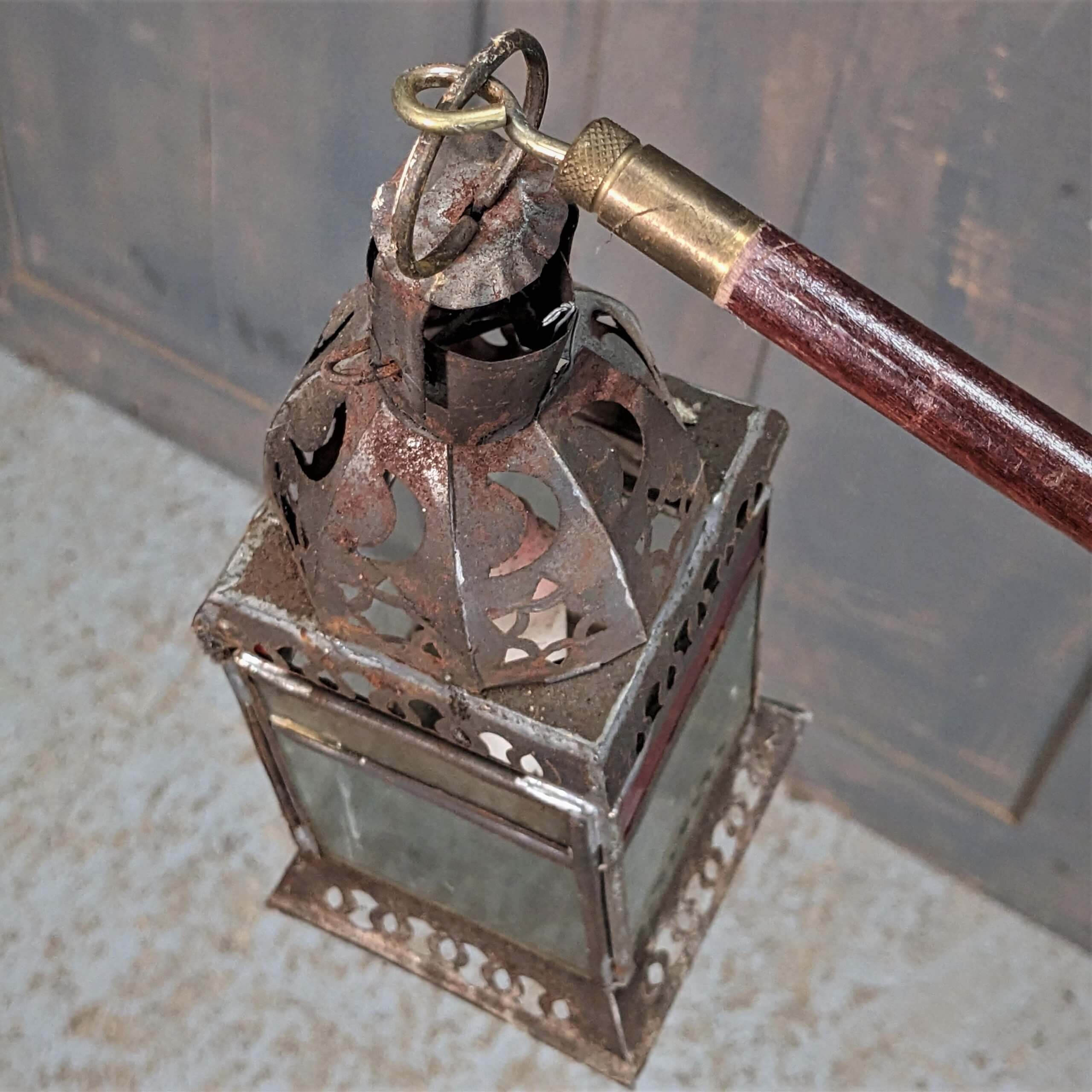 Nativity Style Byzantine Lantern on a Pole - Antique Church Furnishings