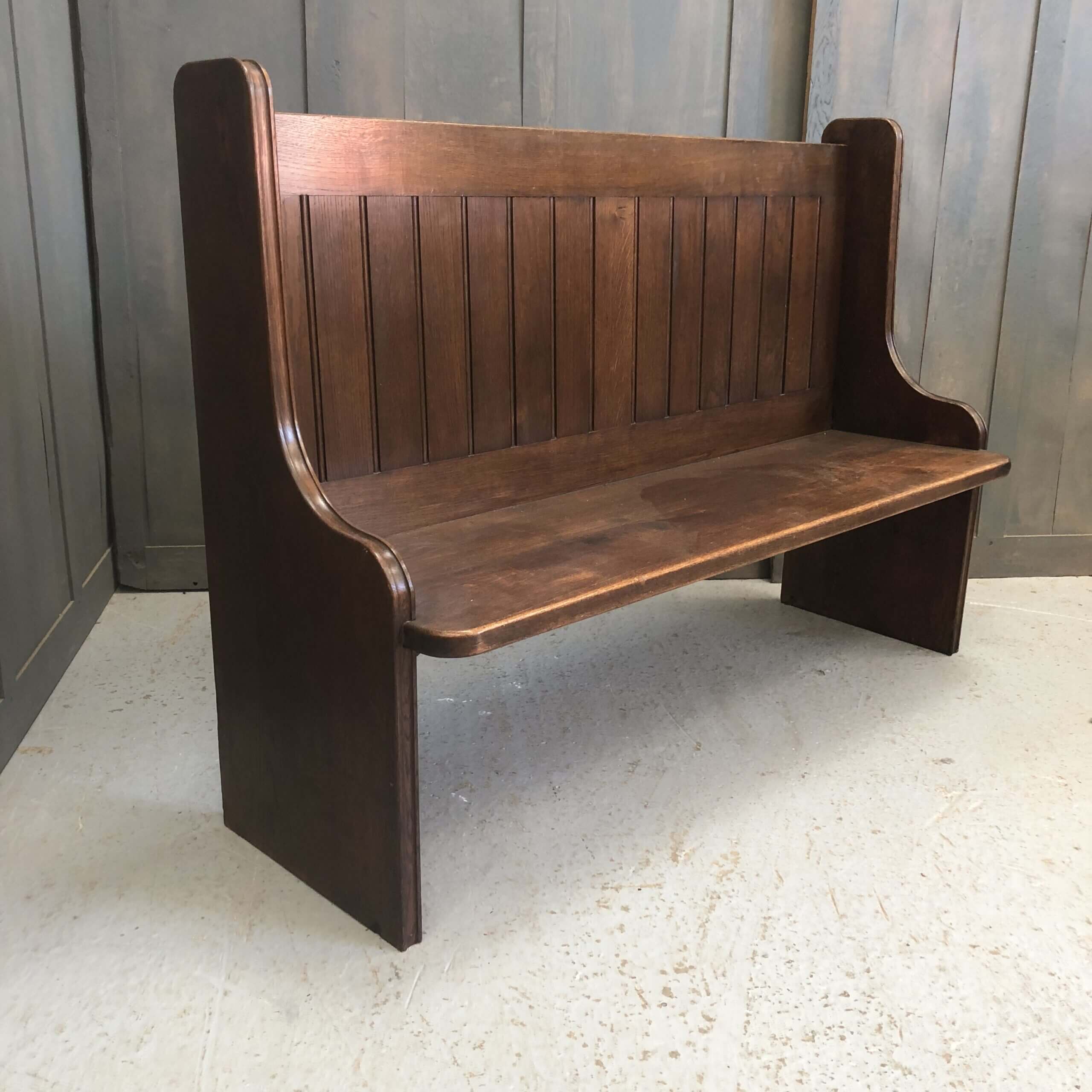 Oak High Back Church Chapel Pew (SOLD) - Antique Church Furnishings