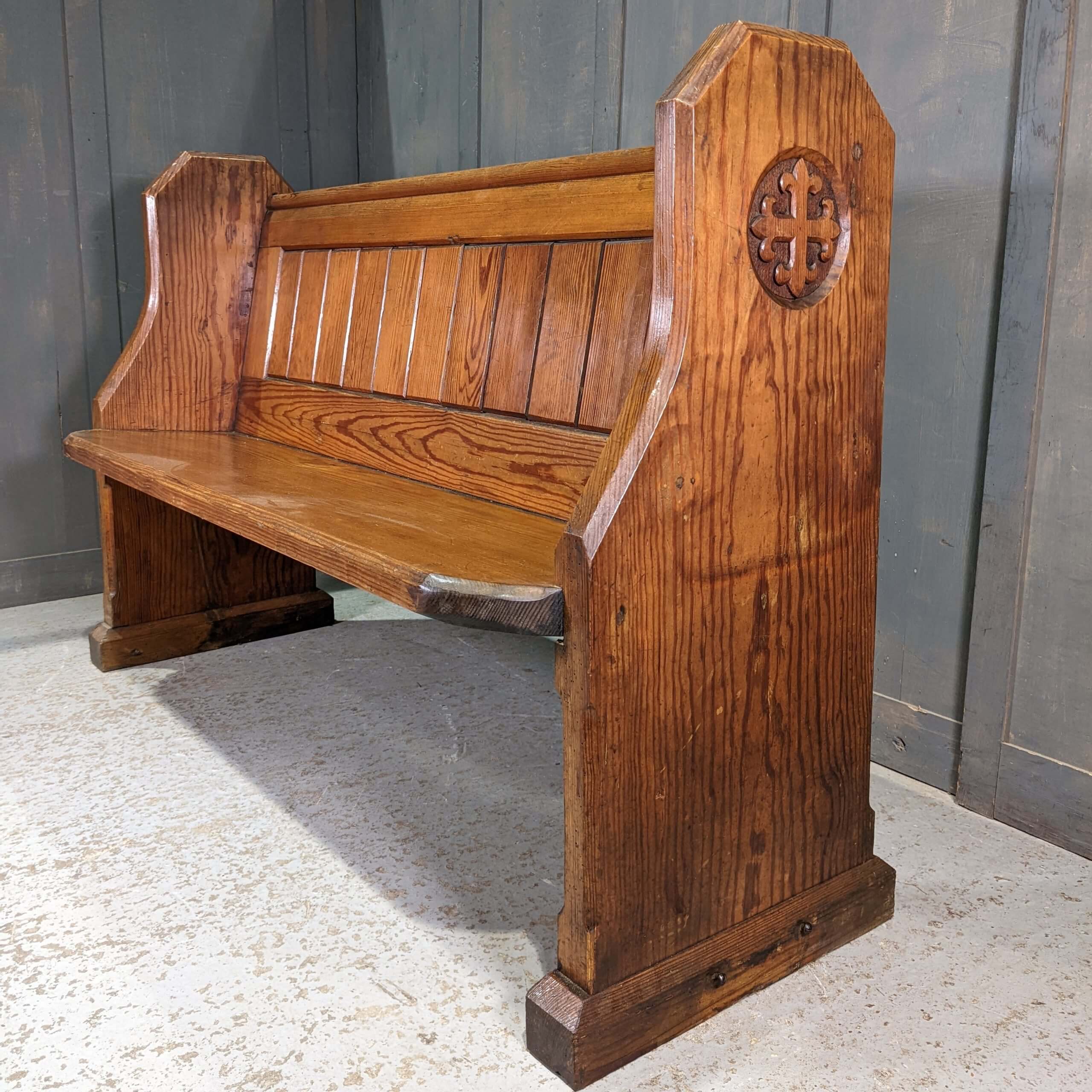 Ockbrook Victorian Pitch Pine Carved End Church Pews Benches (SOLD ...