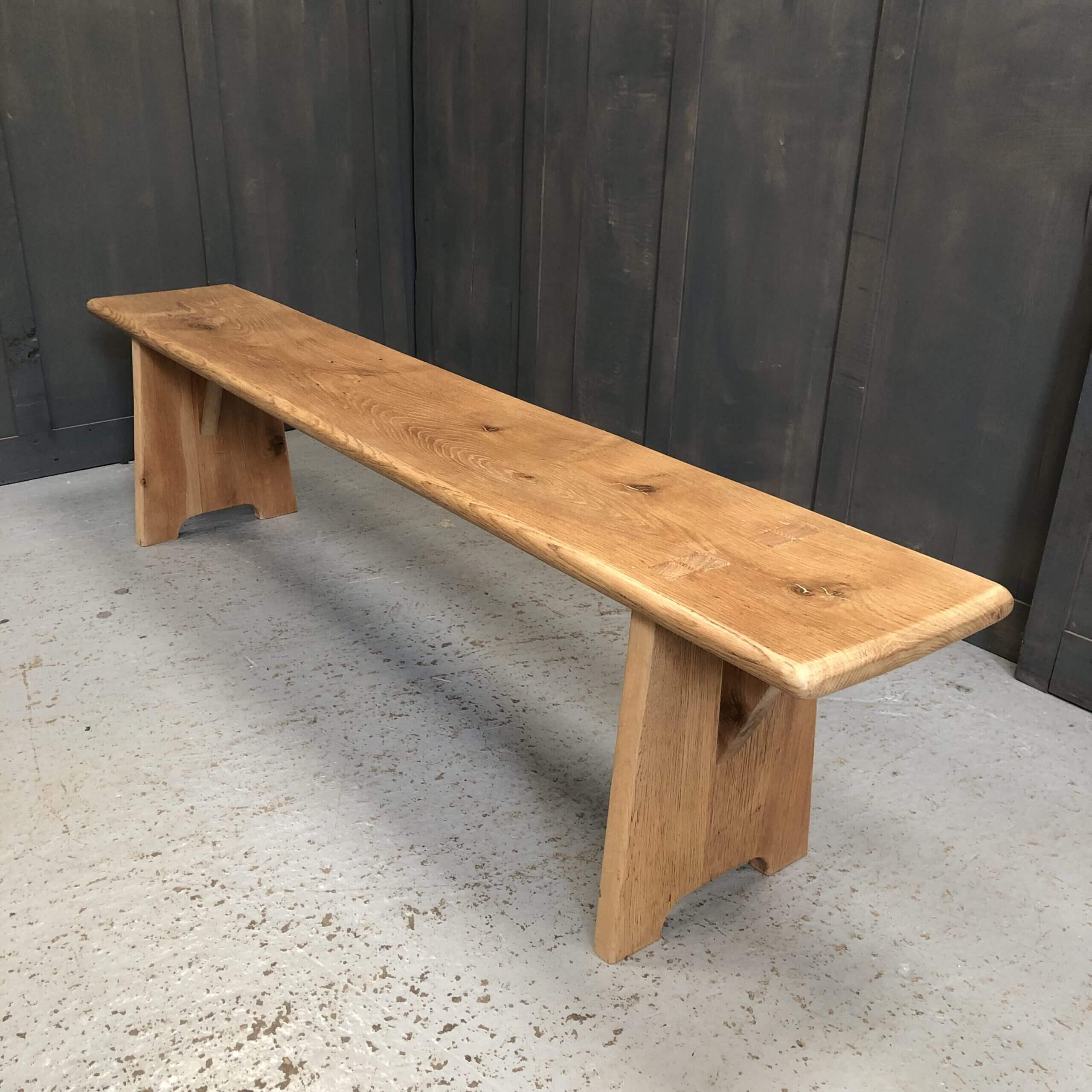 Pale Oak Bench - Antique Church Furnishings