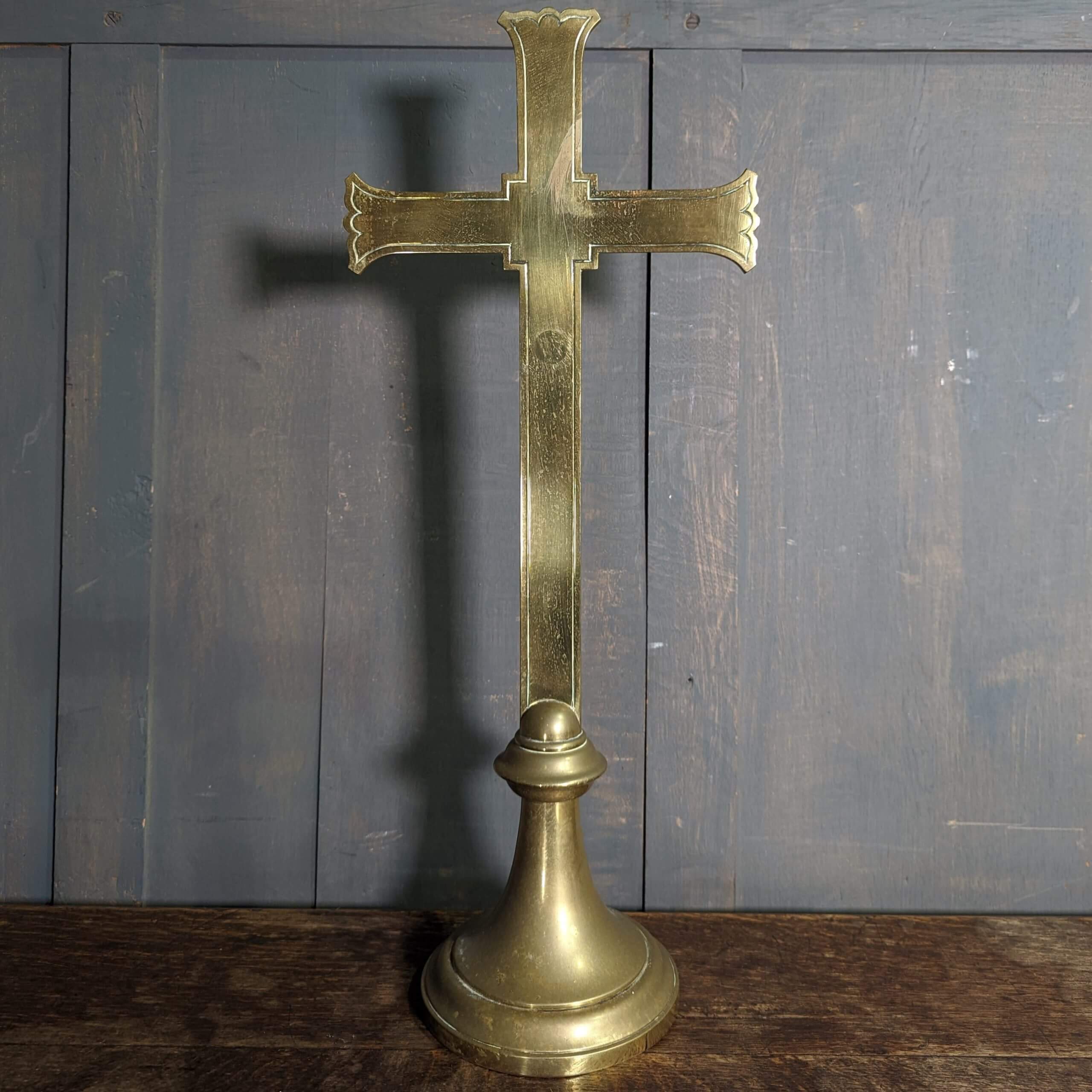 Plain Brass Antique Altar Cross from Sparkhill Methodist Church (SOLD ...