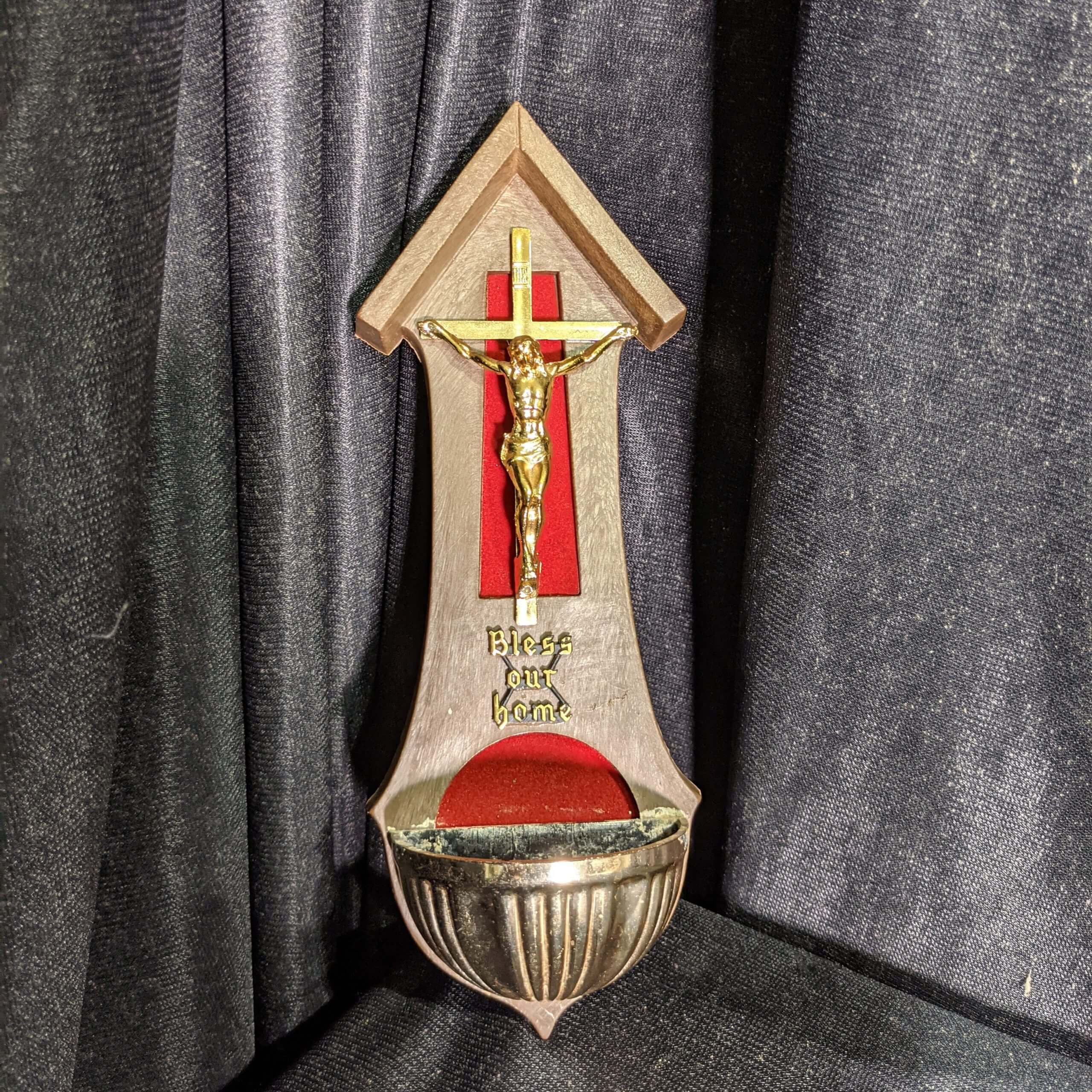 Plastic Vintage Holy Water Stoup Piscina with Gold Crucifix (SOLD ...