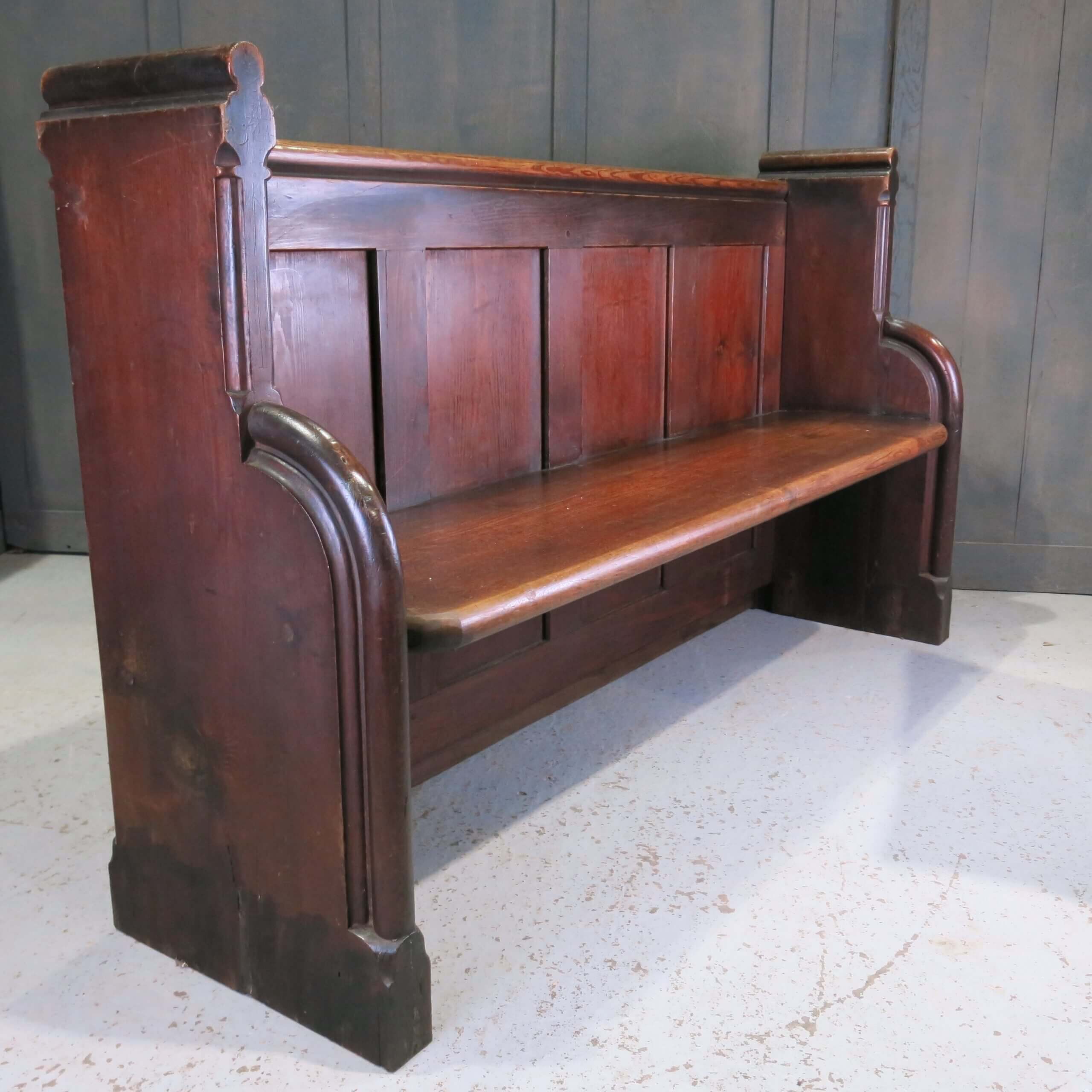 Powys Pitch Pine 1875 Solid Back Church Chapel Pew (SOLD) - Antique ...