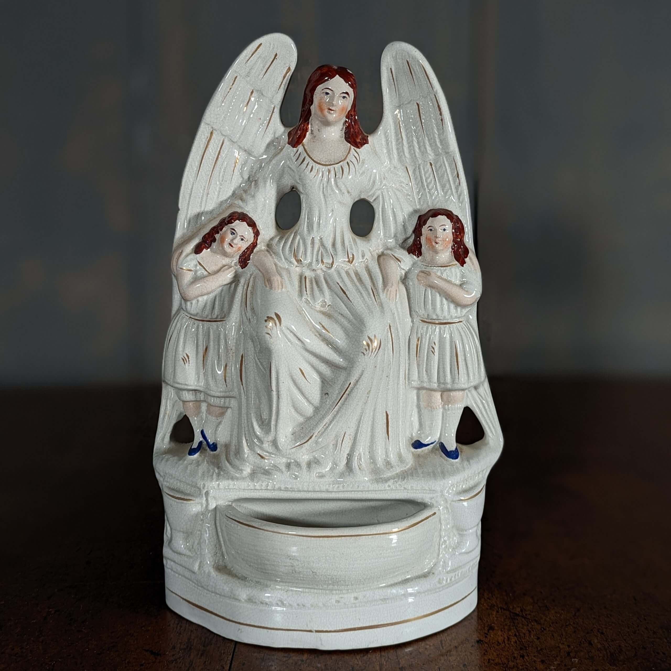 Religious Staffordshire Fairing Holy Water Stoop of a Large Angel with ...