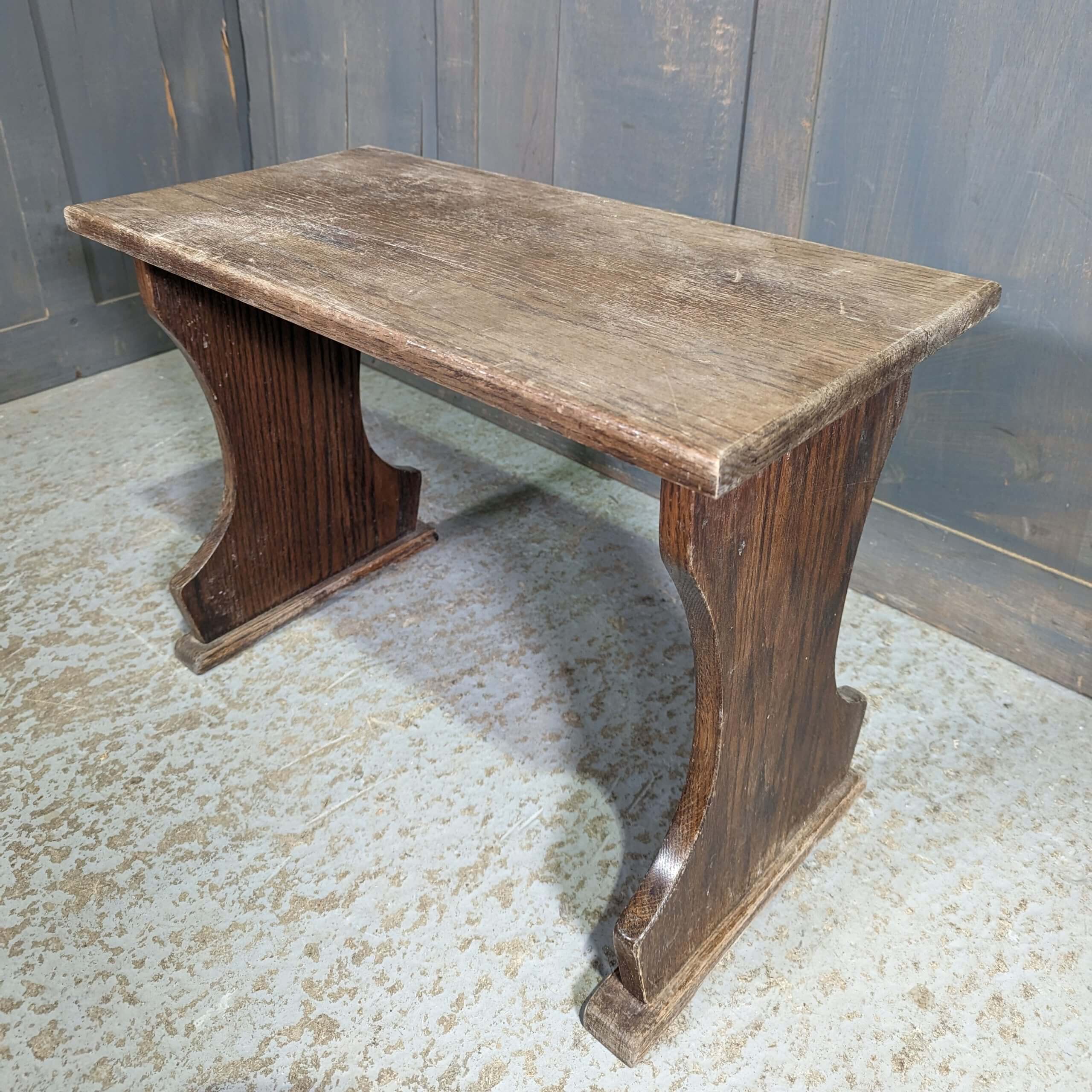 Scruffy Vintage Oak Stool (SOLD) - Antique Church Furnishings