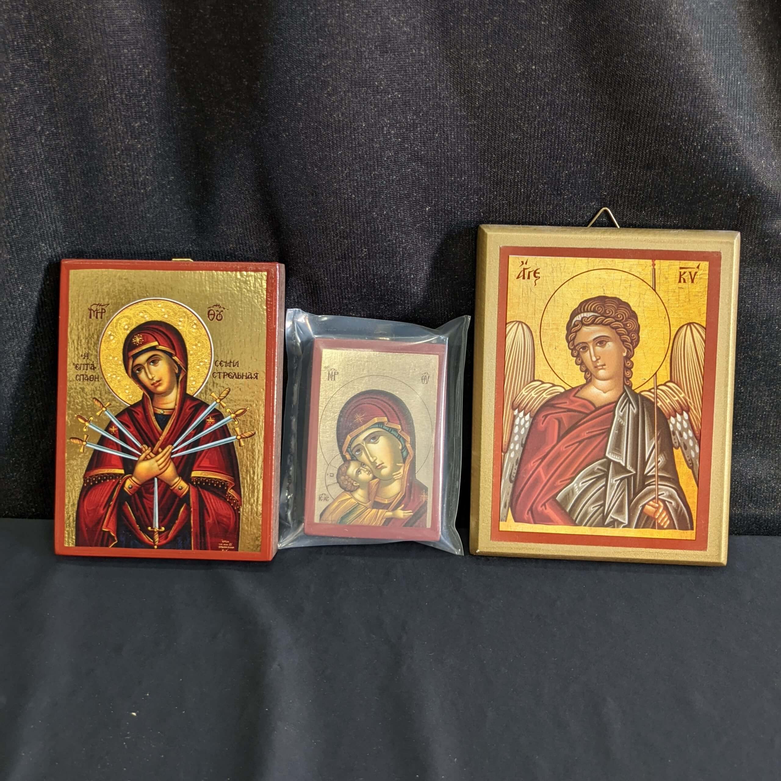 Set of 3 Modern As New Slavic Icons including Our Lady of Seven Sorrows ...