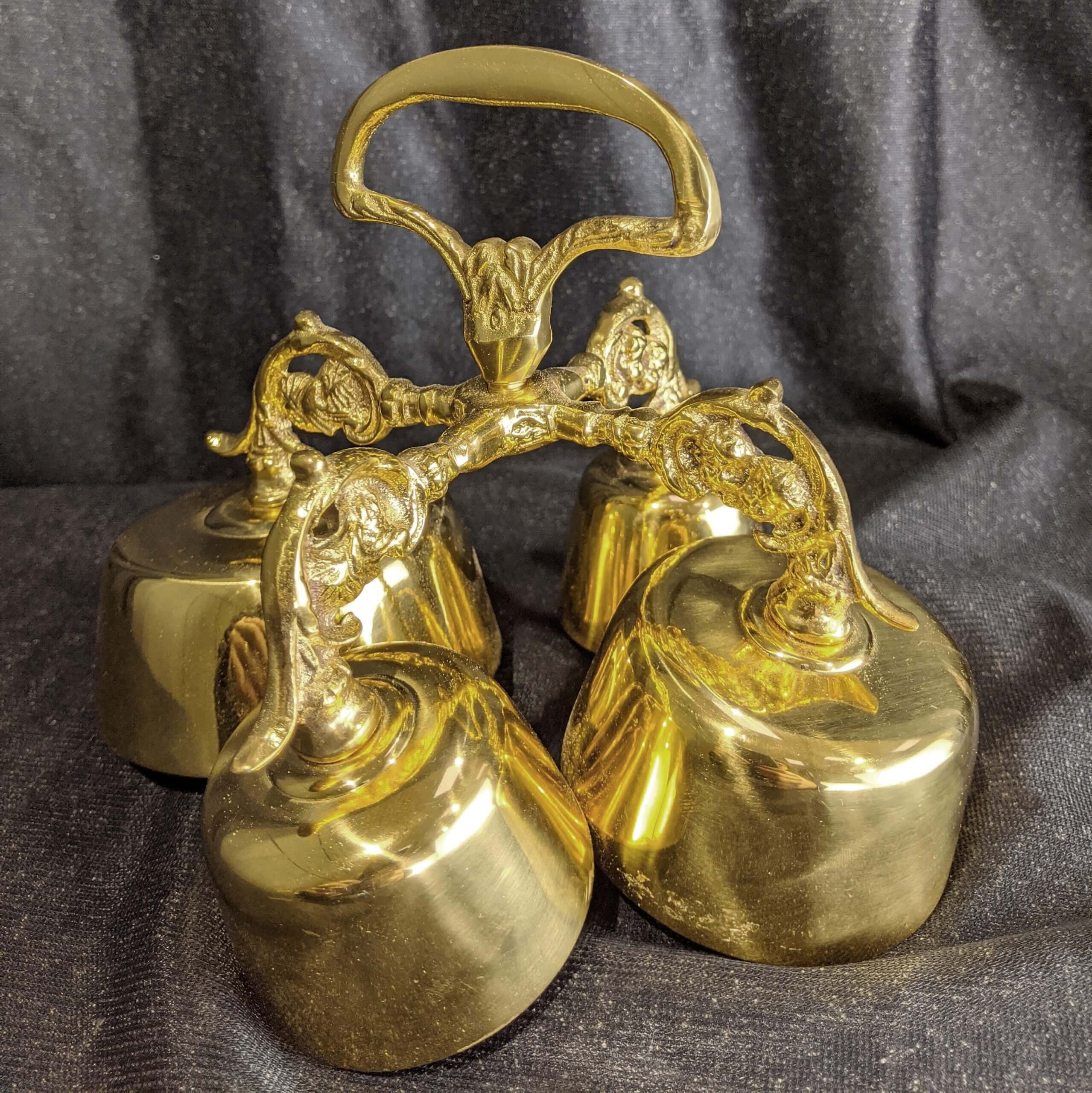 Set of Four Solid Brass Sanctus Altar Liturgical Bells in Rococo/Baroque Style - Antique Church ...