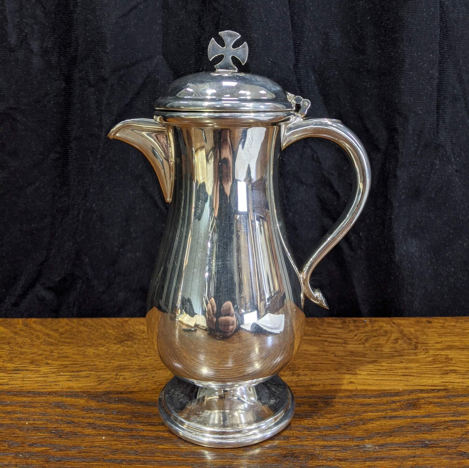 Silver Plated Church Ewer Flagon with Cross Handle on Lid (SOLD ...