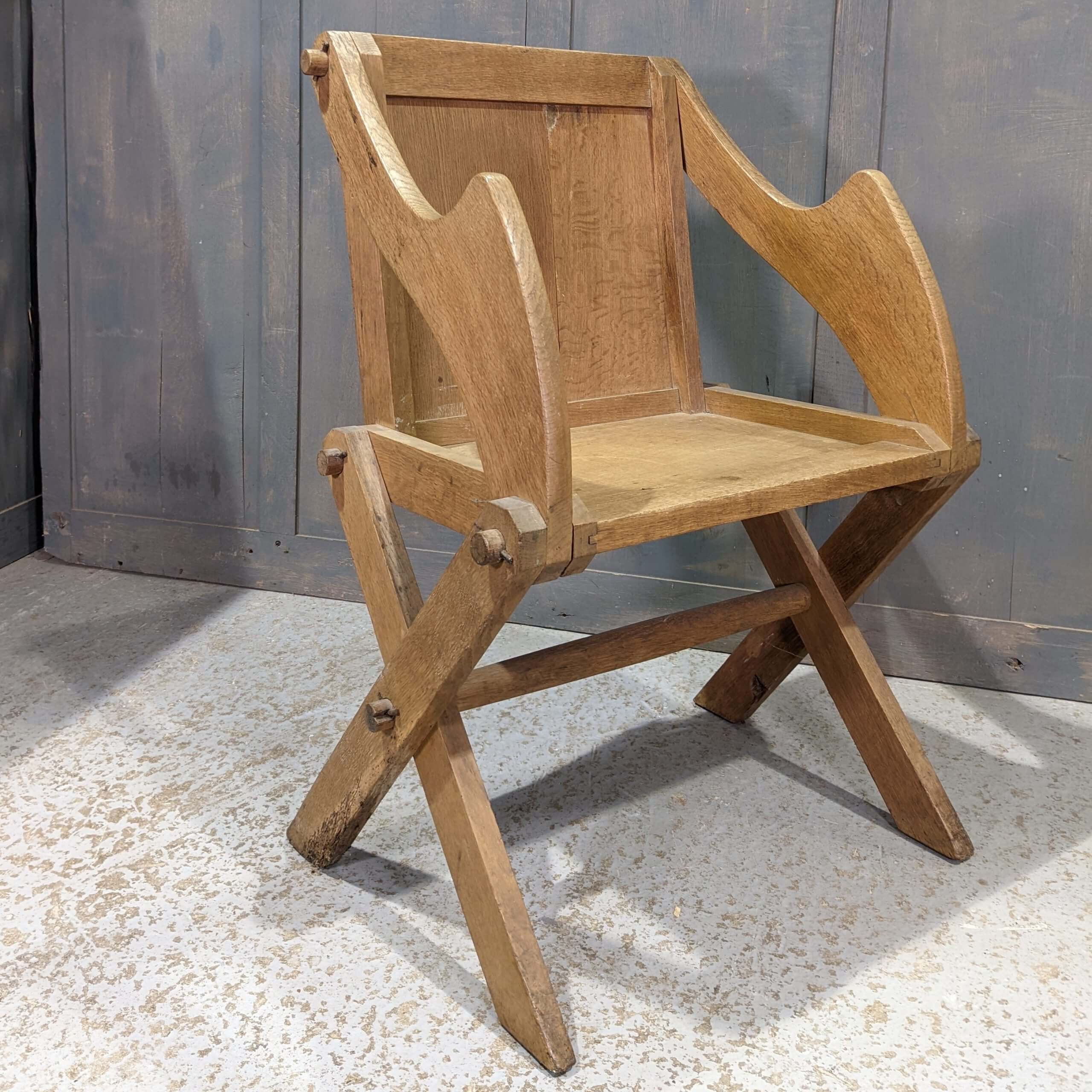 Simple Vintage Oak Glastonbury Clergy Chair from St Nicholas ...