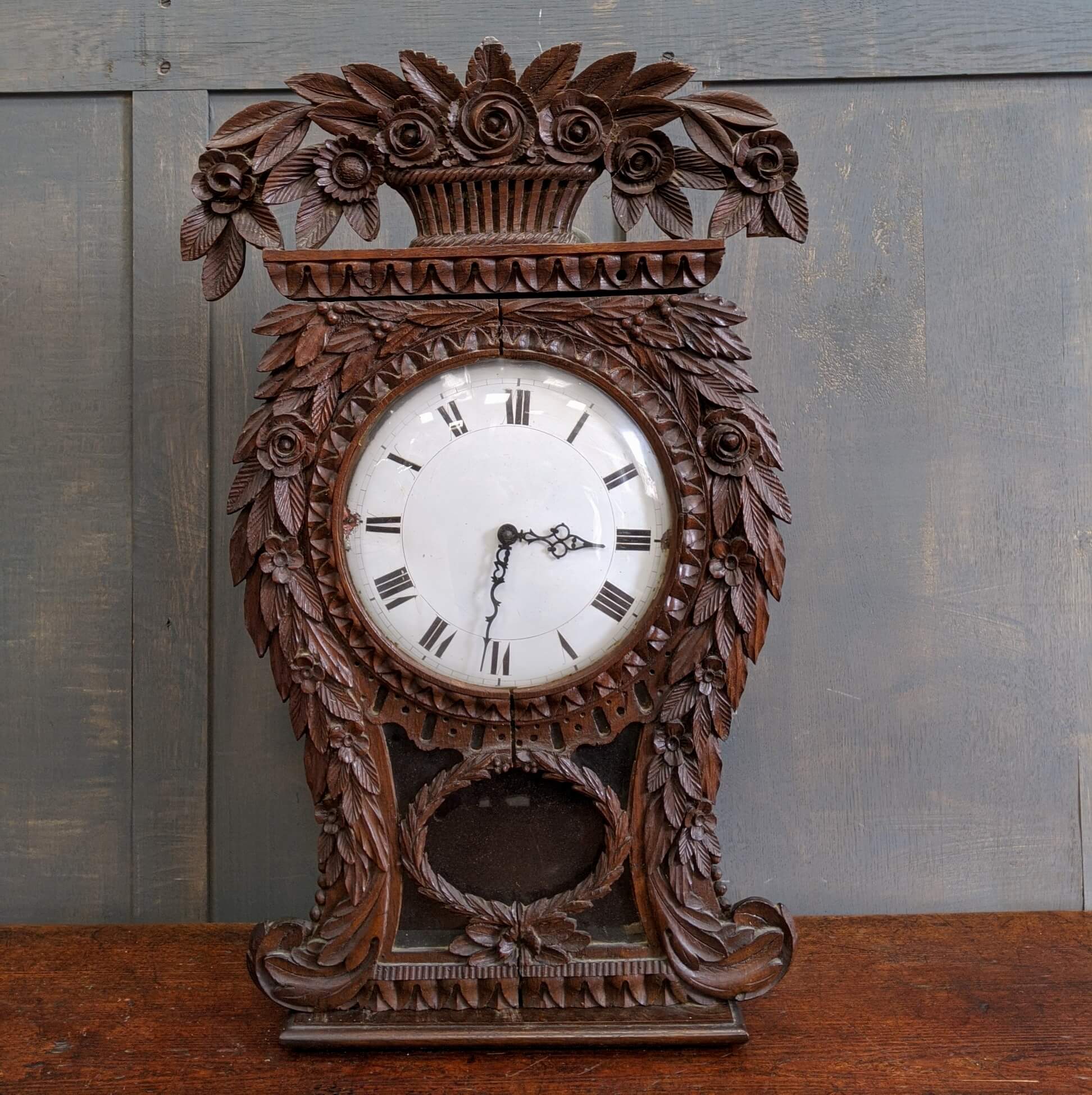 Slightly Outrageous Pineapple Shaped Antique Clock Case with Face Hands ...